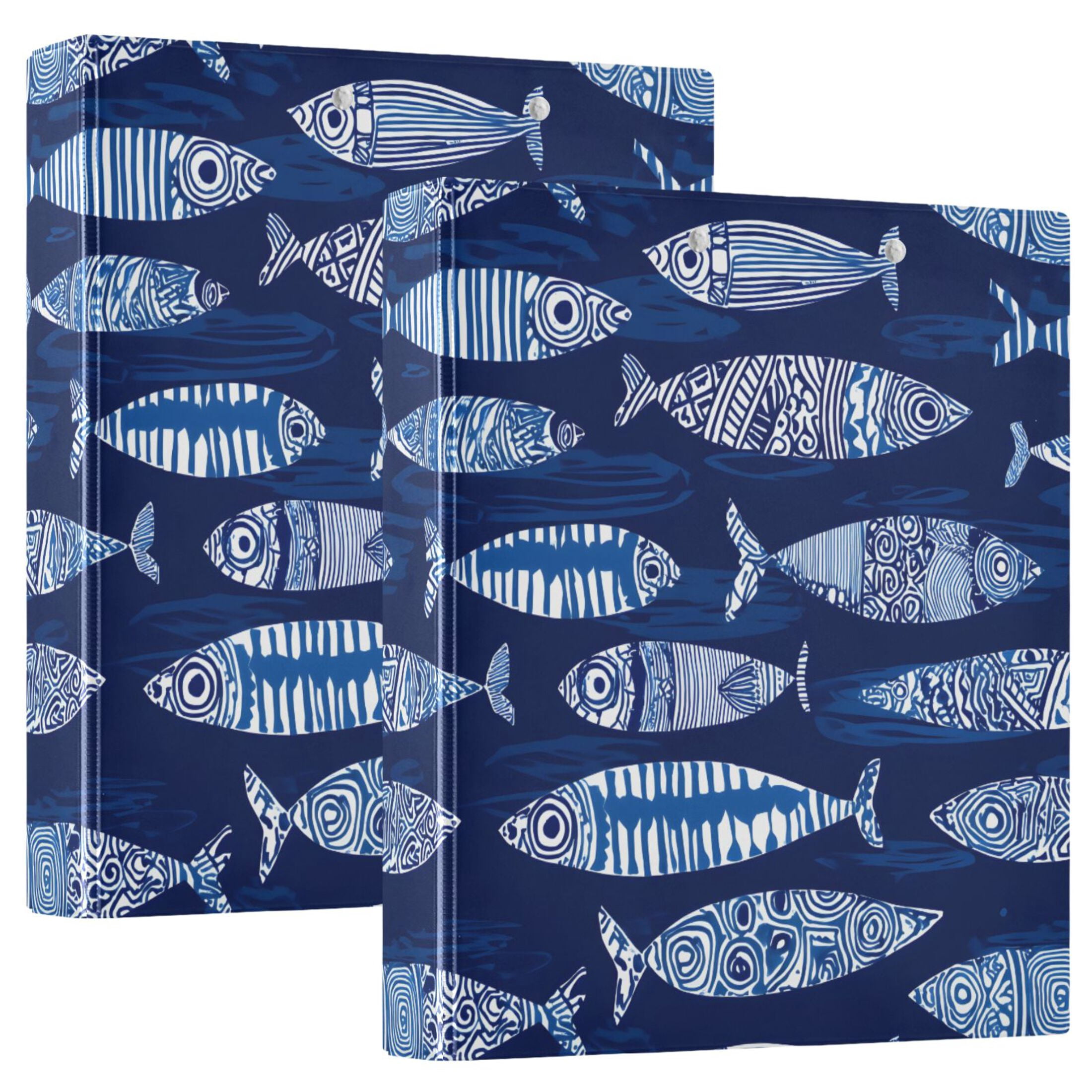 ALAZA Abstract Boho Fishes Hardcover 3 Ring Binder 1.5" D-Rings with ...