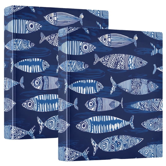 ALAZA Abstract Boho Fishes Hardcover 3 Ring Binder 1.5" D-Rings with ...