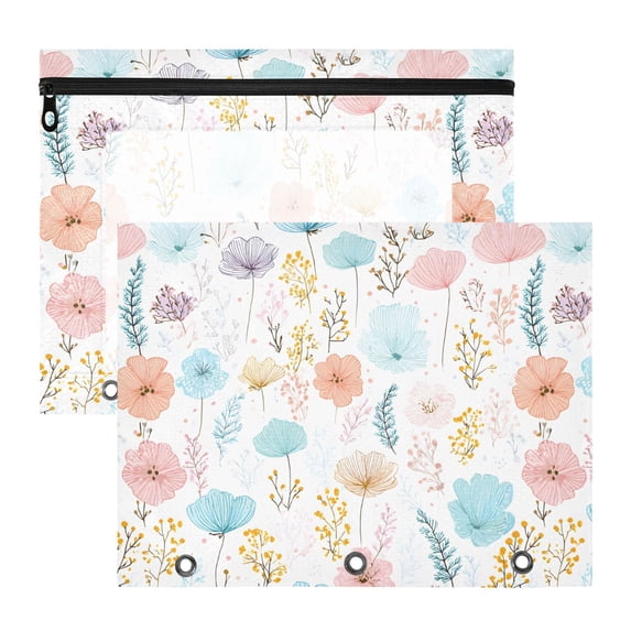 ALAZA Abstract Flower Pattern Pencil Pouch 3 Ring Binder with Clear ...