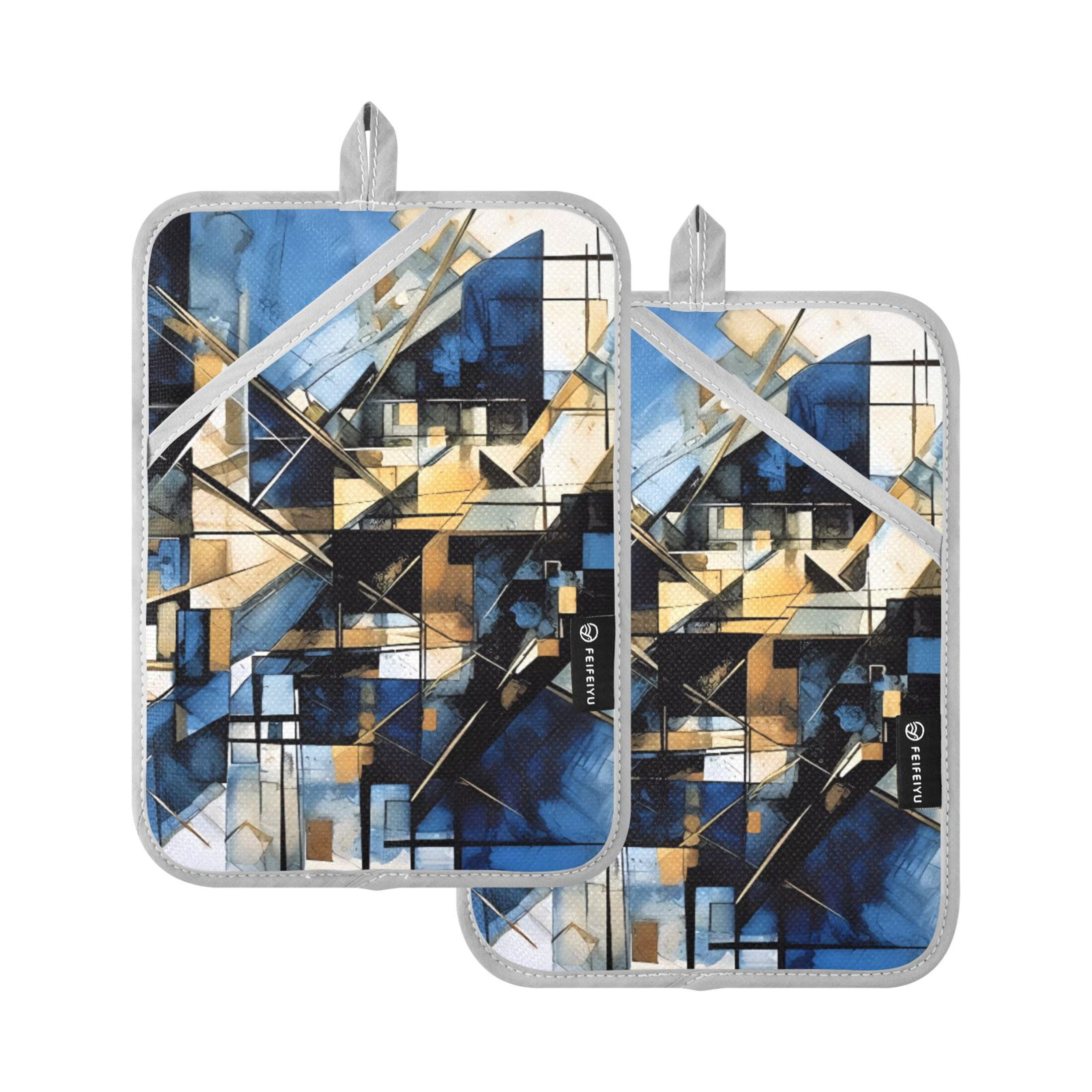 ALAZA Abstract Geometry Blue Pot Holders Set of 2 Heat Resistant ...