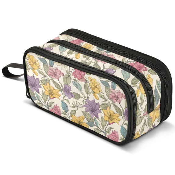 ALAZA Abstract Lily Flower Pencil Case Bag Large 3 Compartment Pen ...