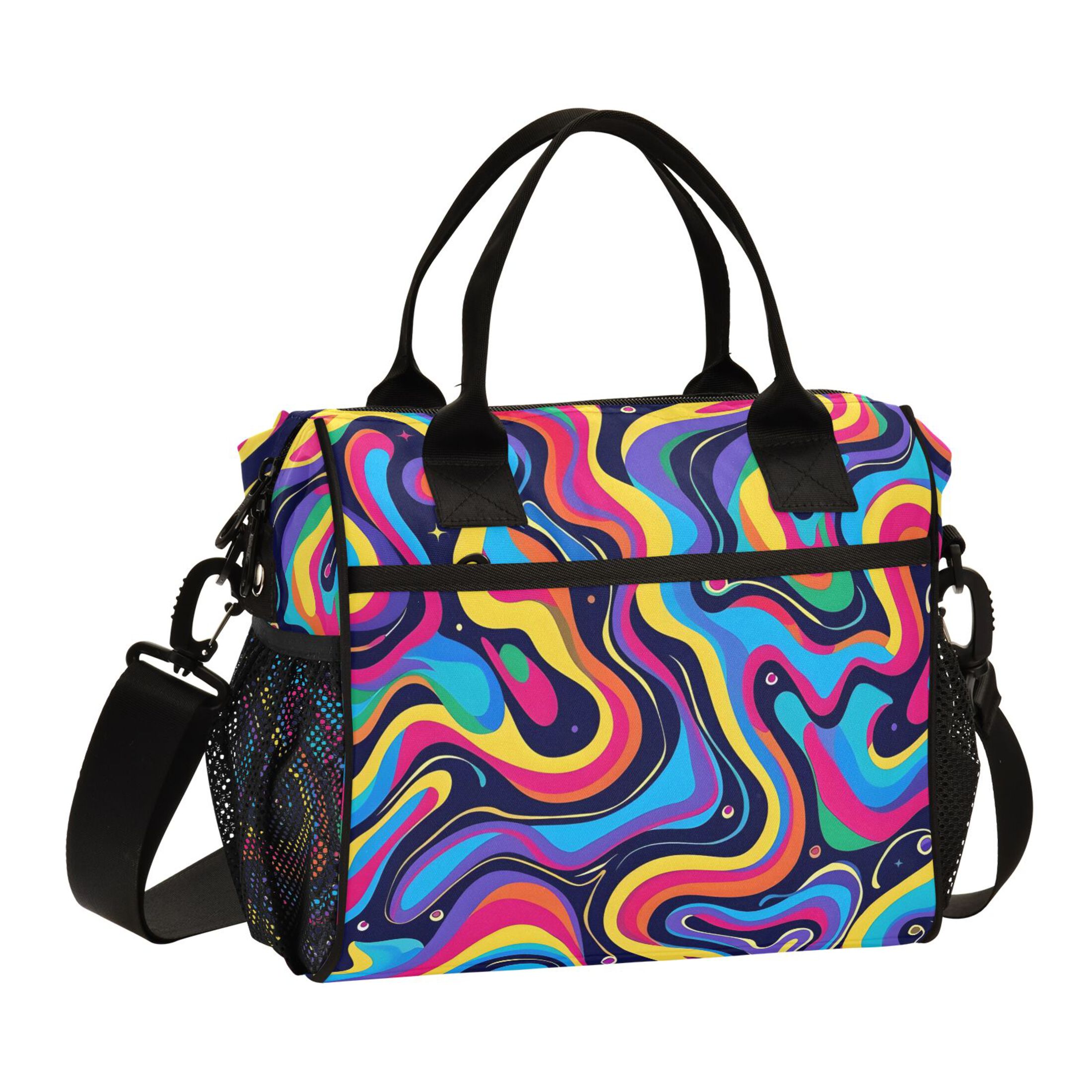 ALAZA Abstract Liquid Print Insulated Lunch Bag Reusable Tote Box Adjustable Shoulder Strap for ...