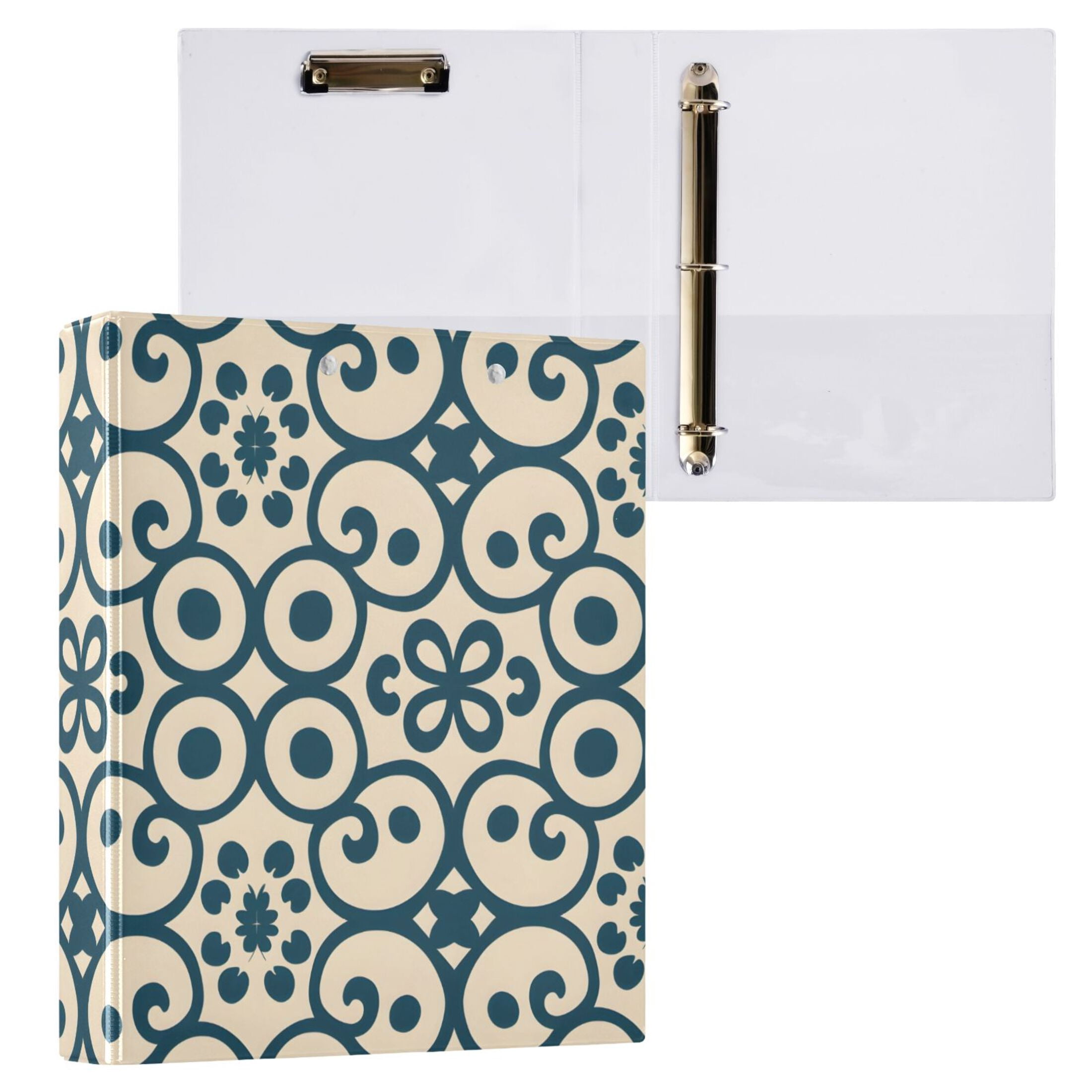 ALAZA Abstract Ornament Hardcover 3 Ring Binder 1.5" Round Rings ...