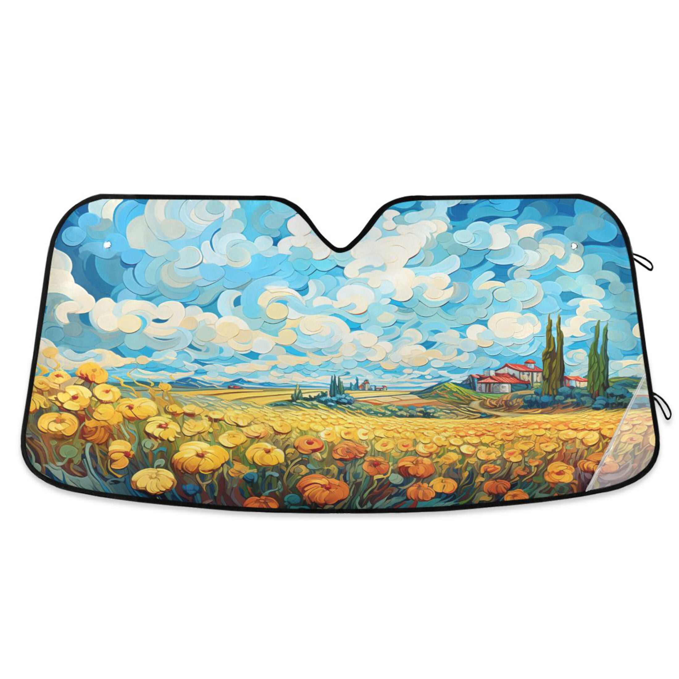 ALAZA Abstract Sunflowers Sky Windshield Sun Shade Car Foldable Sun ...