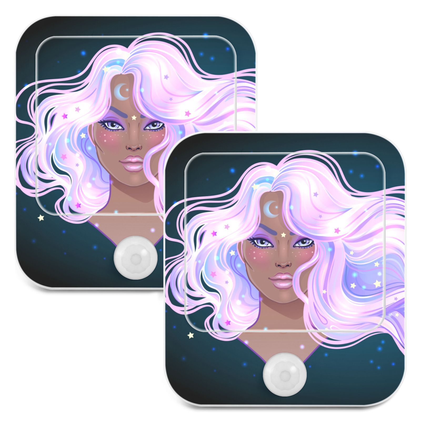 ALAZA African American Moon Star Afro Cute Night Lights Plug into Wall ...