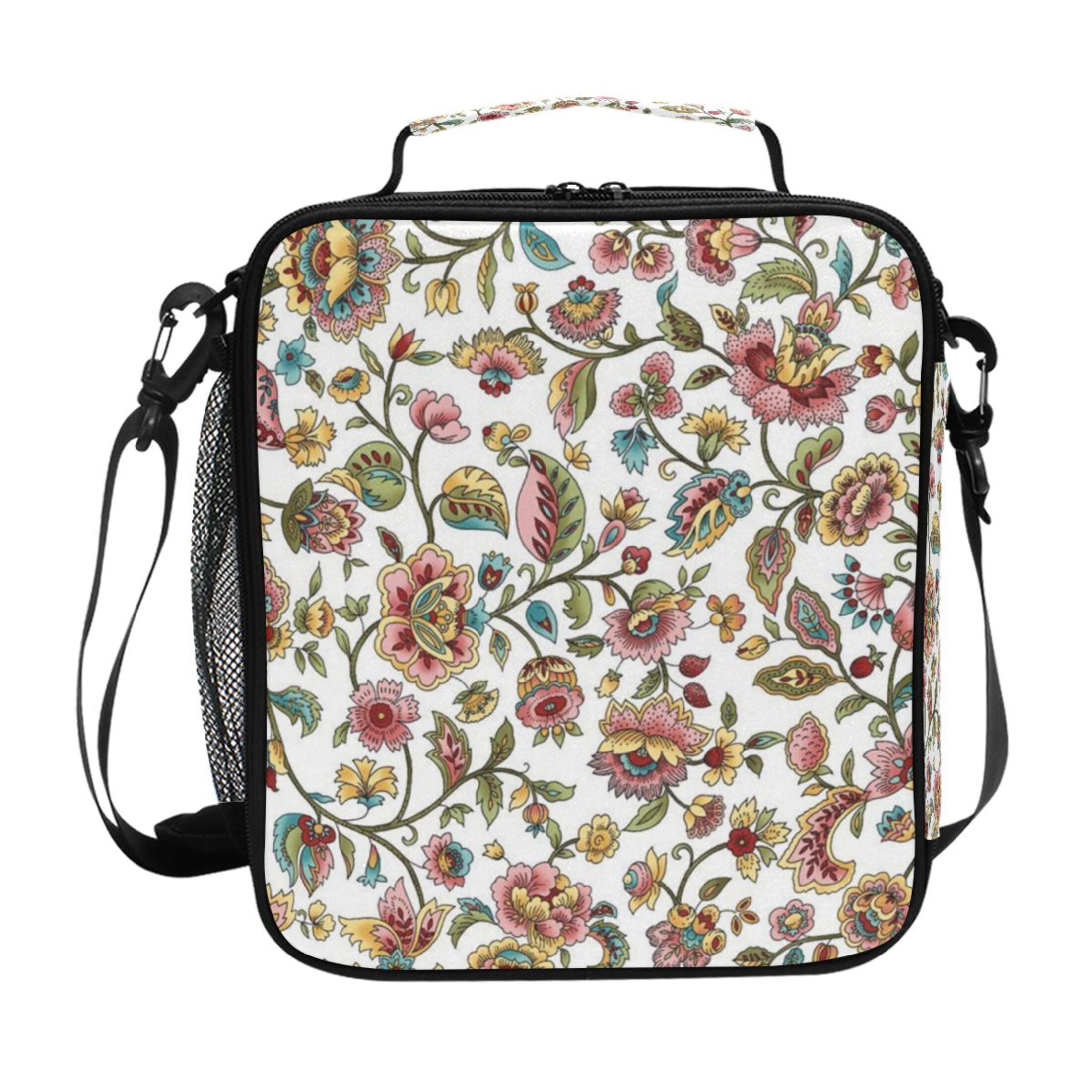 ALAZA Allover Flowers Leaves Retro Lunch Box Insulated Lunch Bag ...