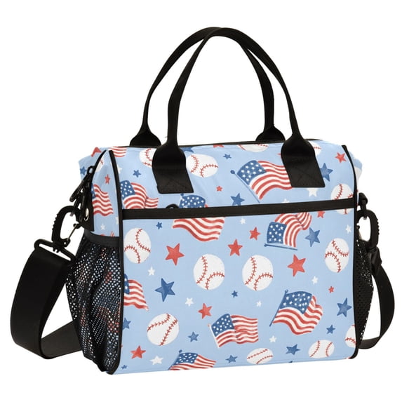 ALAZA American Baseball Flags Print Cooler Lunch Bag Insulated Reusable ...
