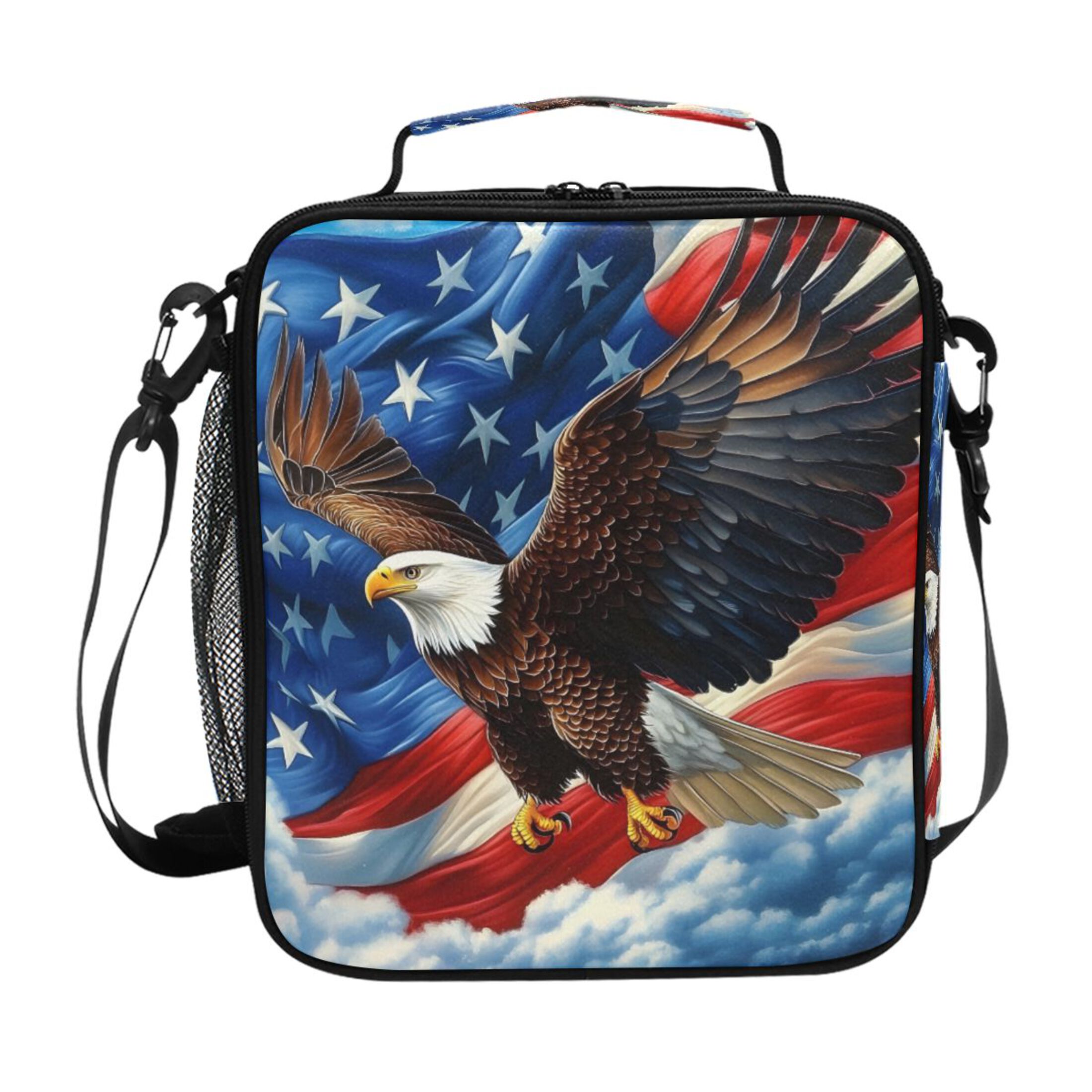ALAZA American Flag Eagle Lunch Box Insulated Lunch Bag Reusable ...