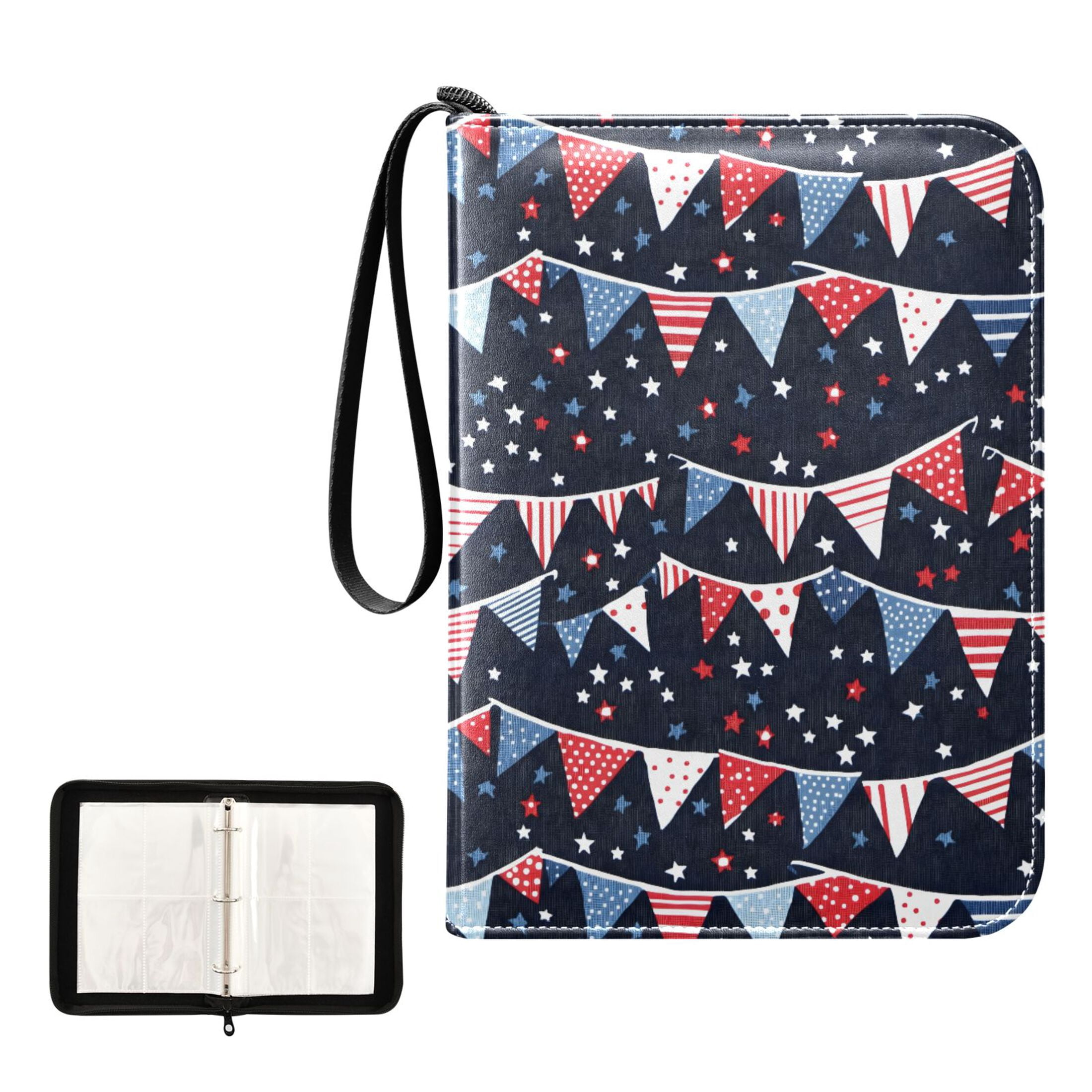 ALAZA American Flags Stars Trading Card Binder 4 Pocket Cards ...