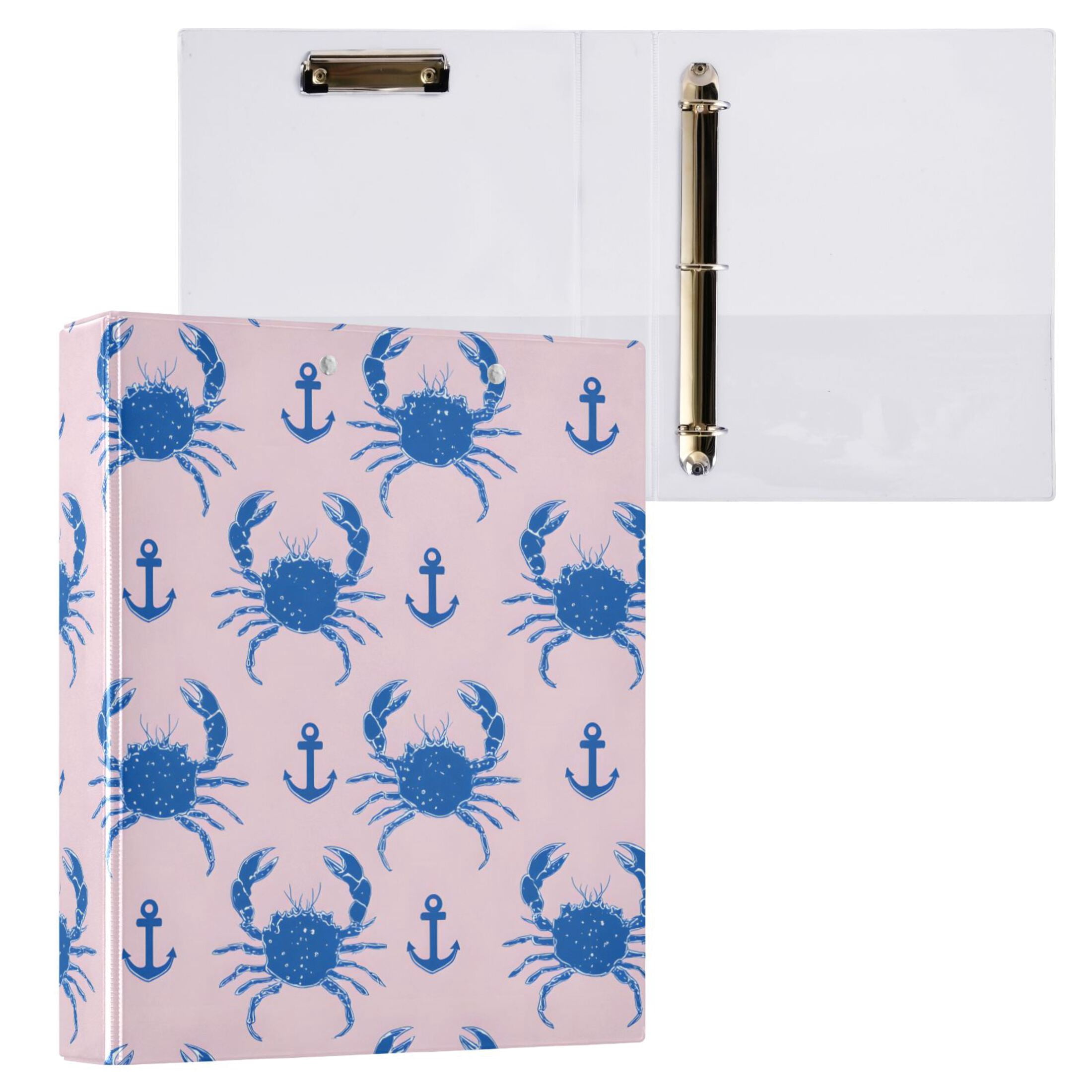 ALAZA Anchor Crabs Hardcover 3 Ring Binder 1.5" D-Rings with Interior ...