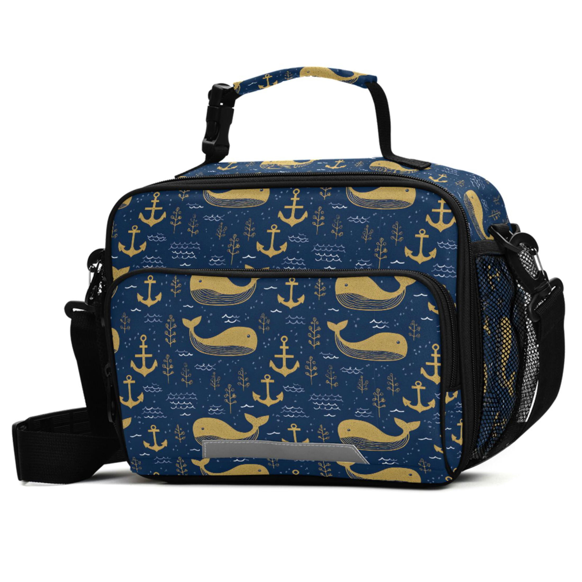 ALAZA Anchor Whales Lunch Box Insulated Cooler Bag Reusable Tote Bags ...