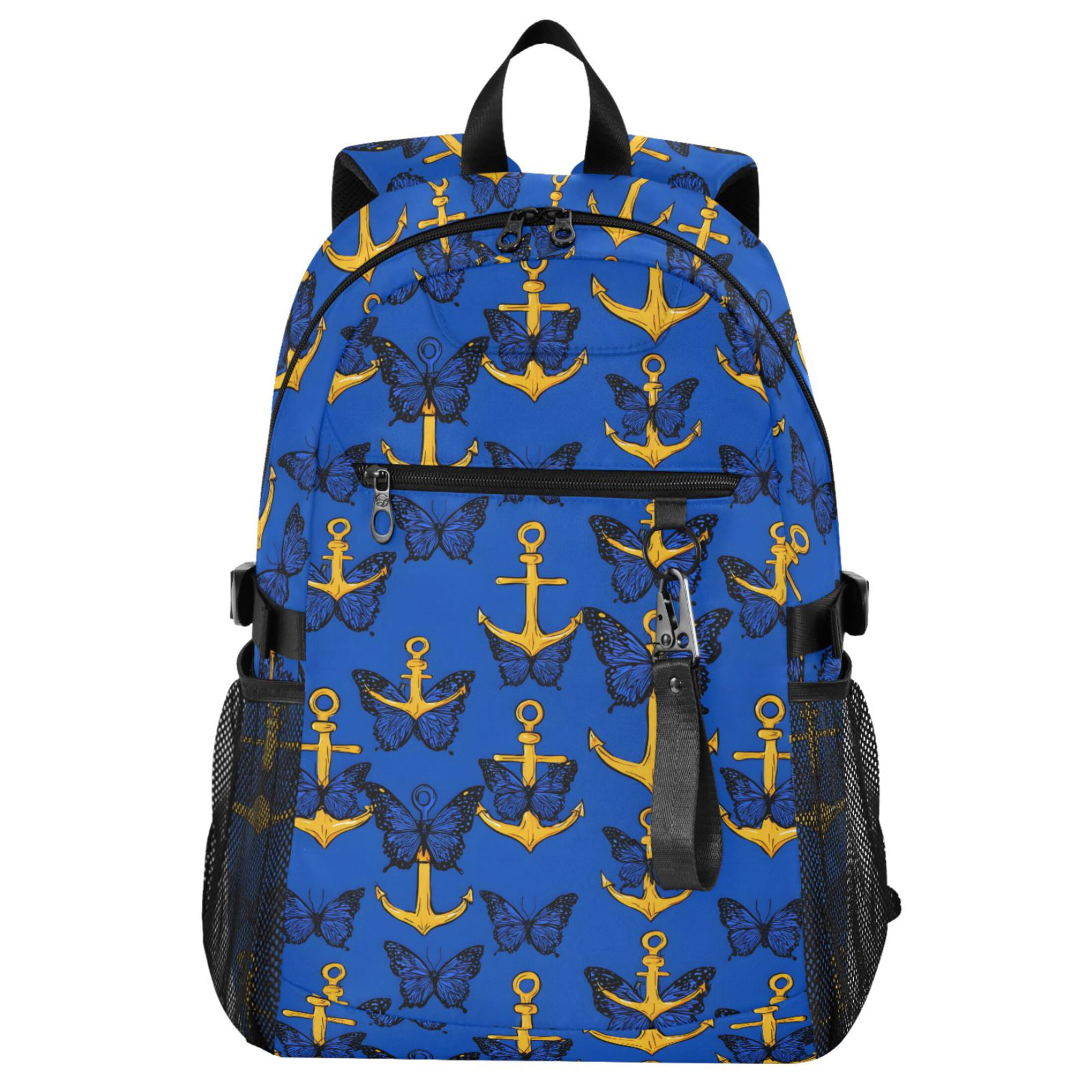 ALAZA Anchors with Butterfly Pattern School Backpack Travel Laptop Bag ...