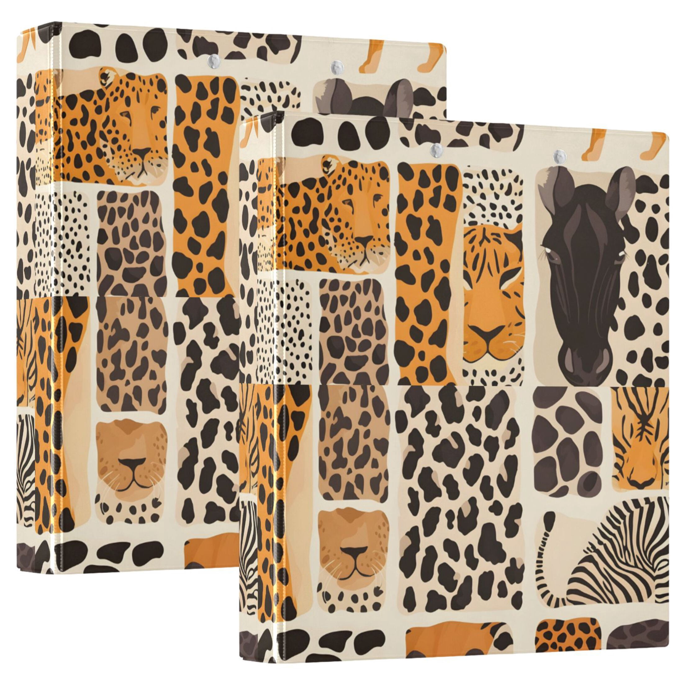 ALAZA Animal Skins Leopard Hardcover 3 Ring Binder 1.5" Round Rings ...