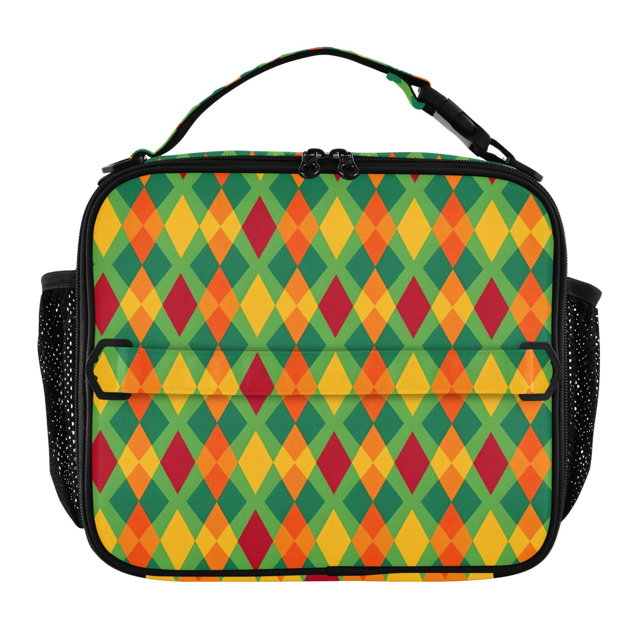ALAZA Art Checkered Grid Lunch Box Insulated Lunch Bag Cooler Tote with ...