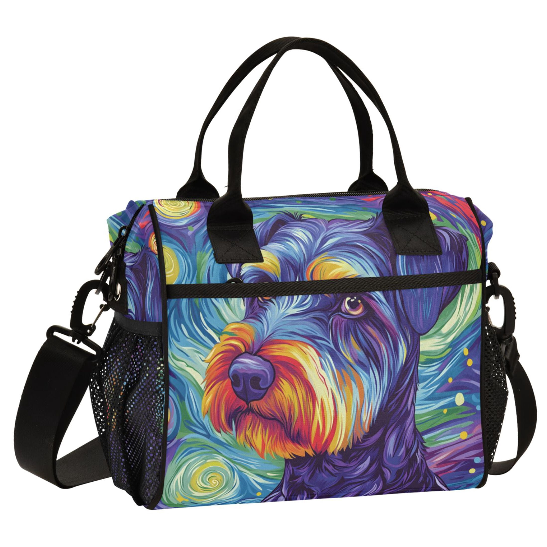 ALAZA Art Dog Oil Print Cooler Lunch Bag Insulated Reusable Lunch Tote ...