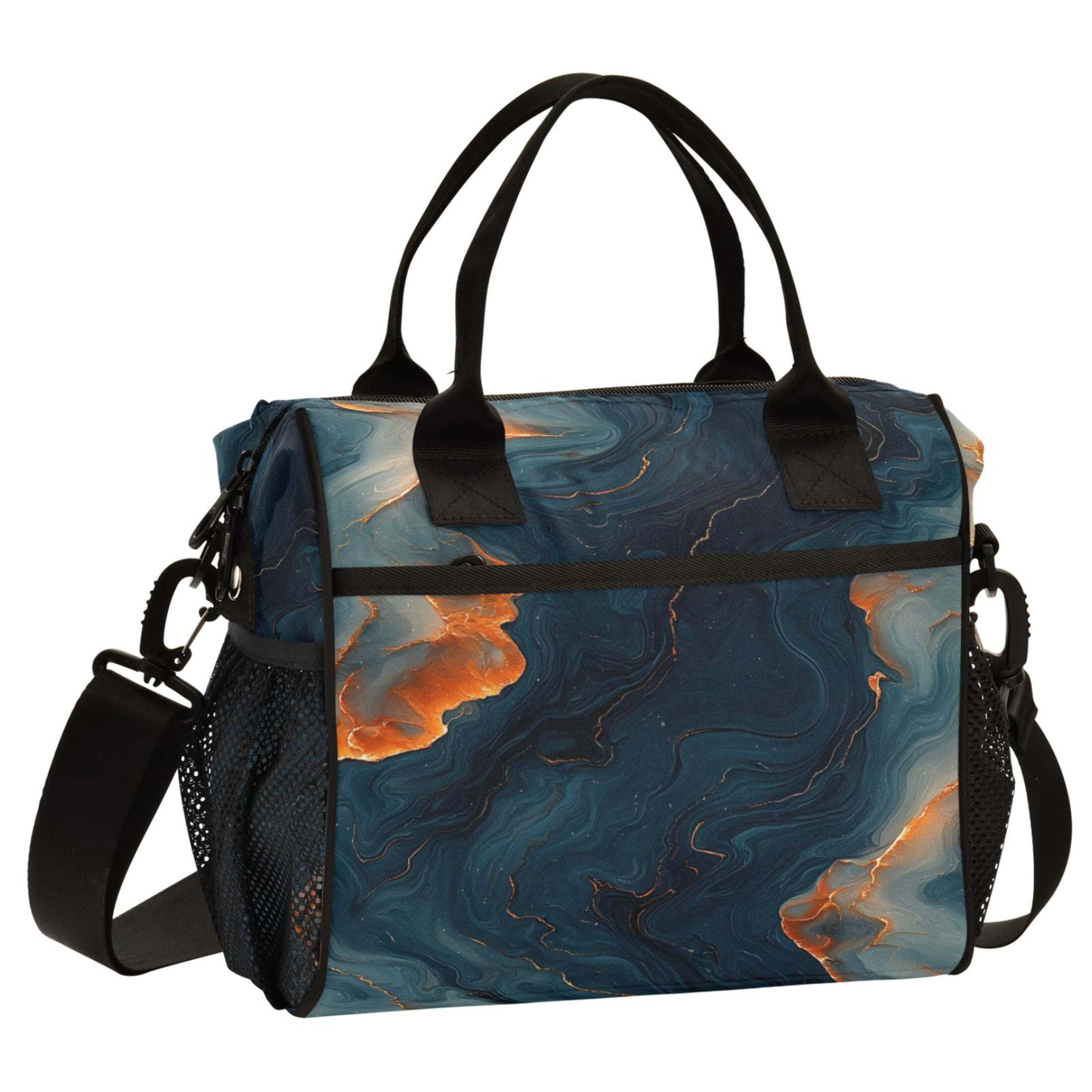 ALAZA Art Marble Print Cooler Lunch Bag Insulated Reusable Lunch Tote ...