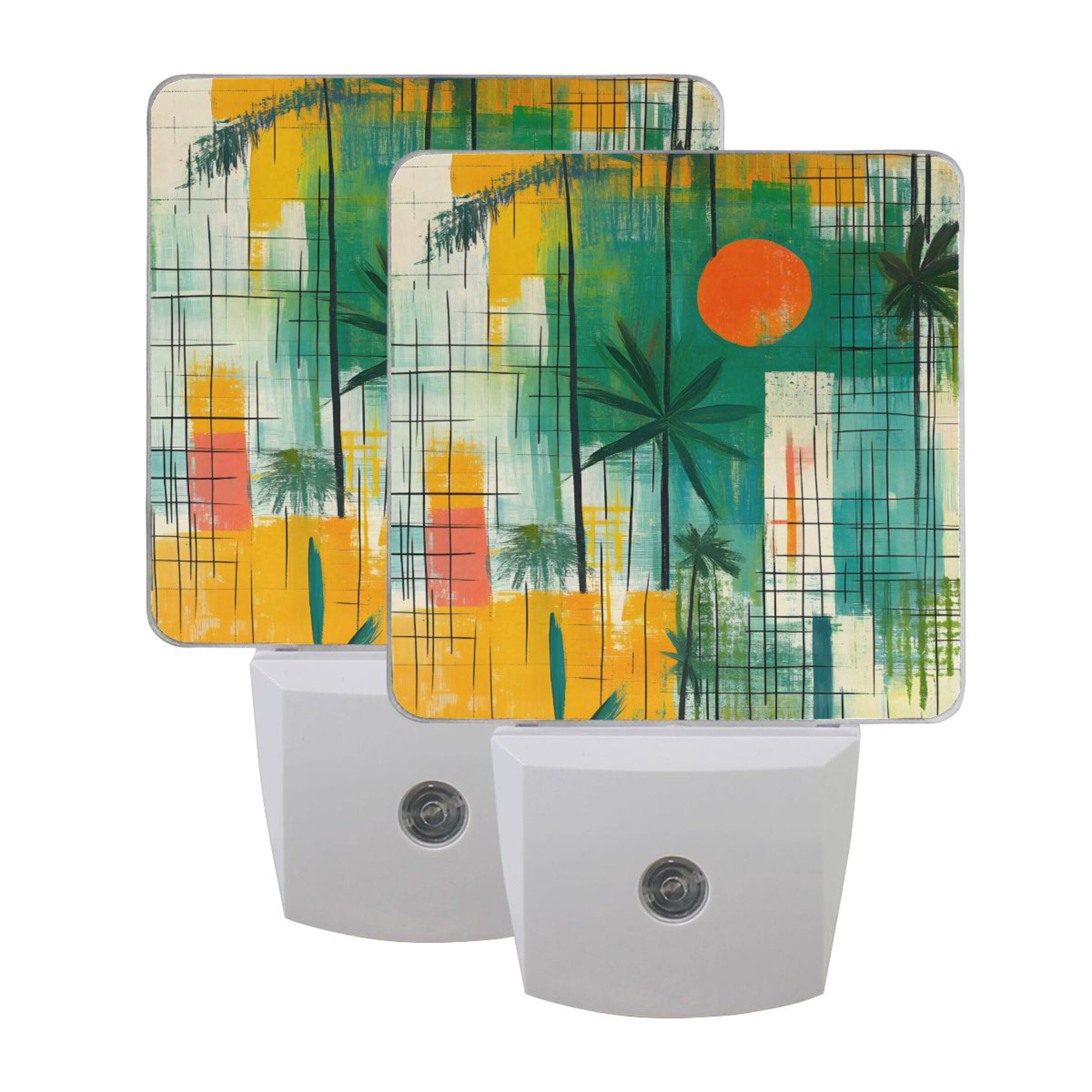 ALAZA Art Palm Tree Sunset Night Lights 2 Pack Plug-in Wall LED ...