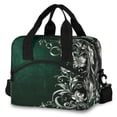 ALAZA Art Silver Green Insulated Lunch Box Large Reusable Cooler Bag ...