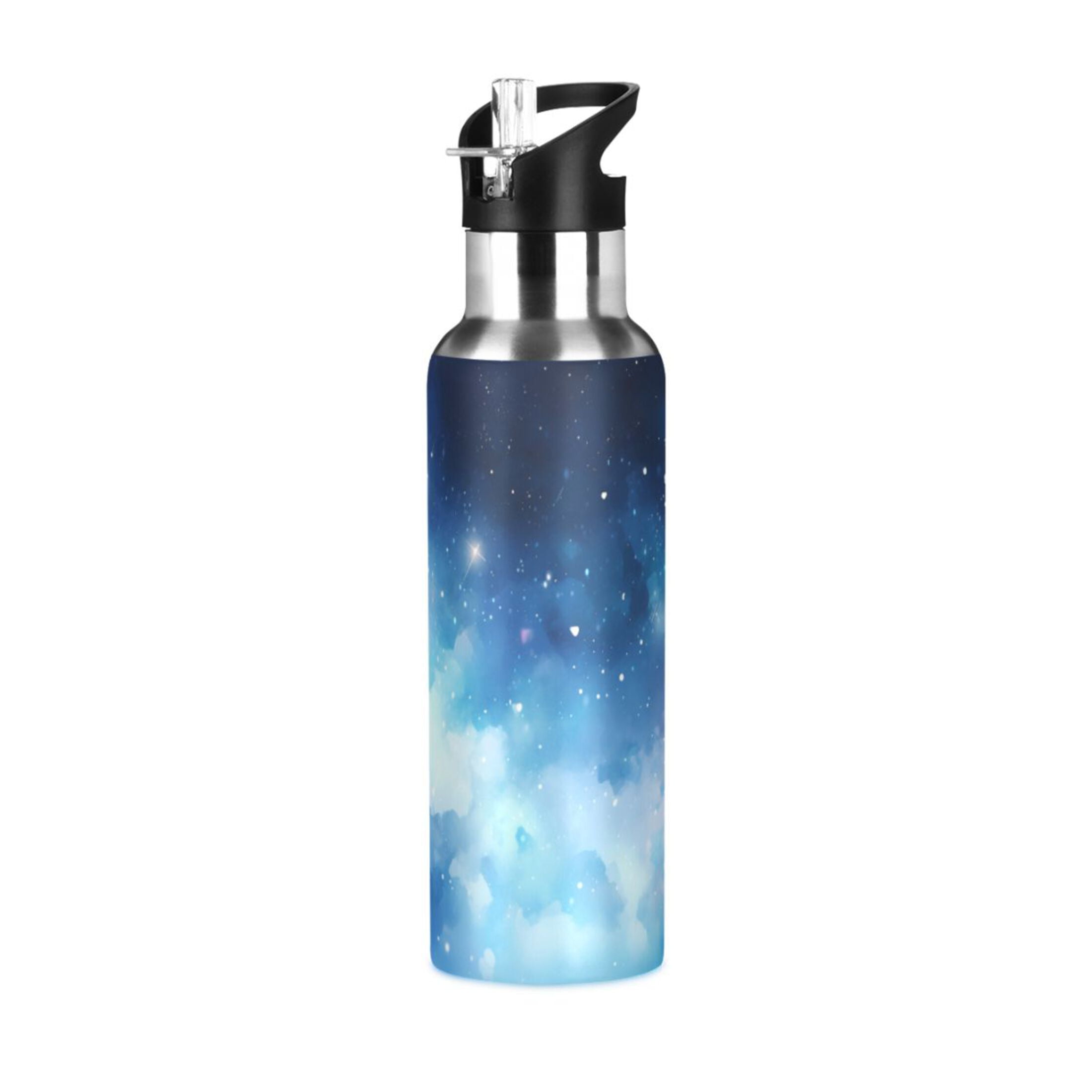 ALAZA Art Starry Sky Water Bottle Insulated Flask Stainless Steel Straw ...