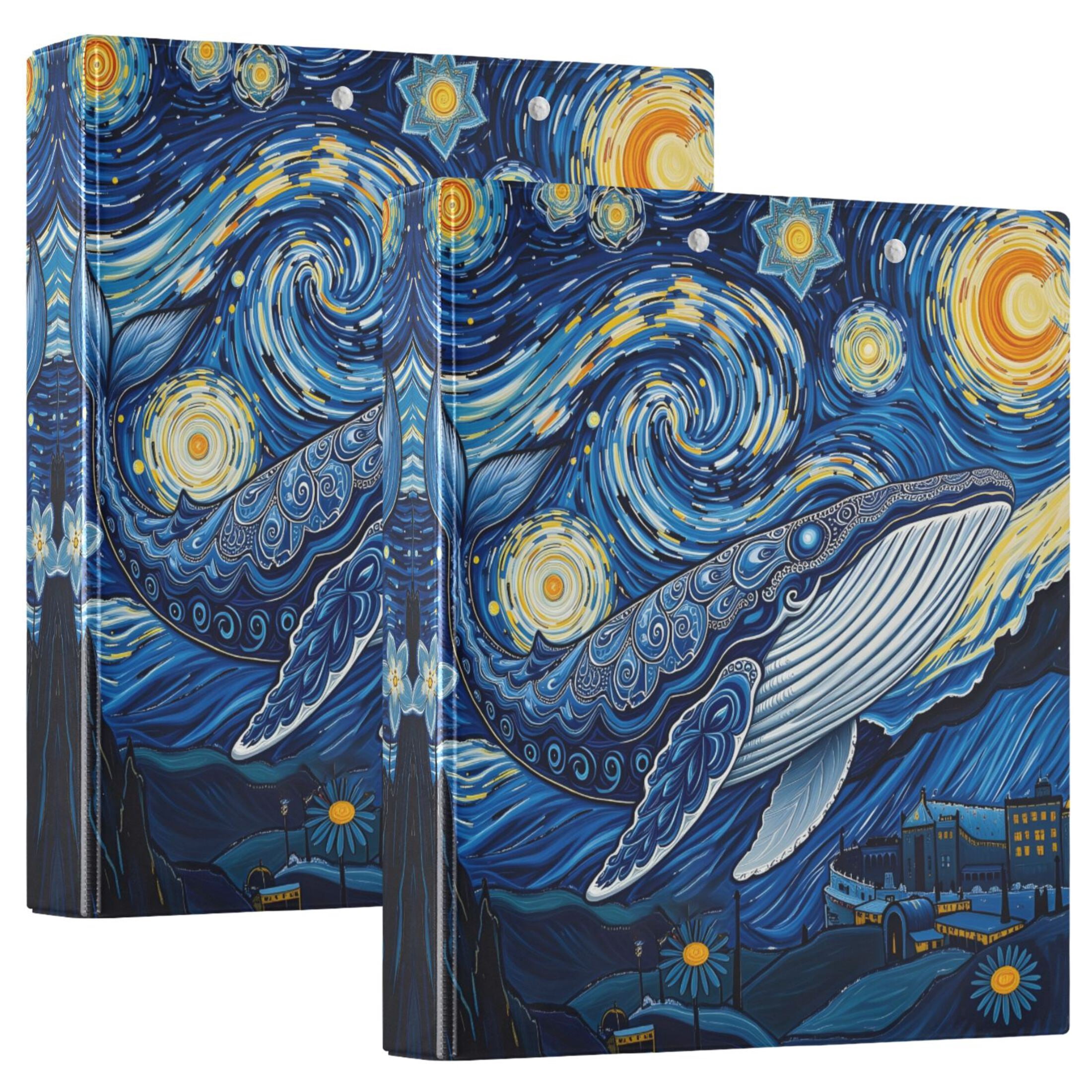 ALAZA Art Whale Oil Paint1 Hardcover 3 Ring Binder 1.5" D-Rings with ...