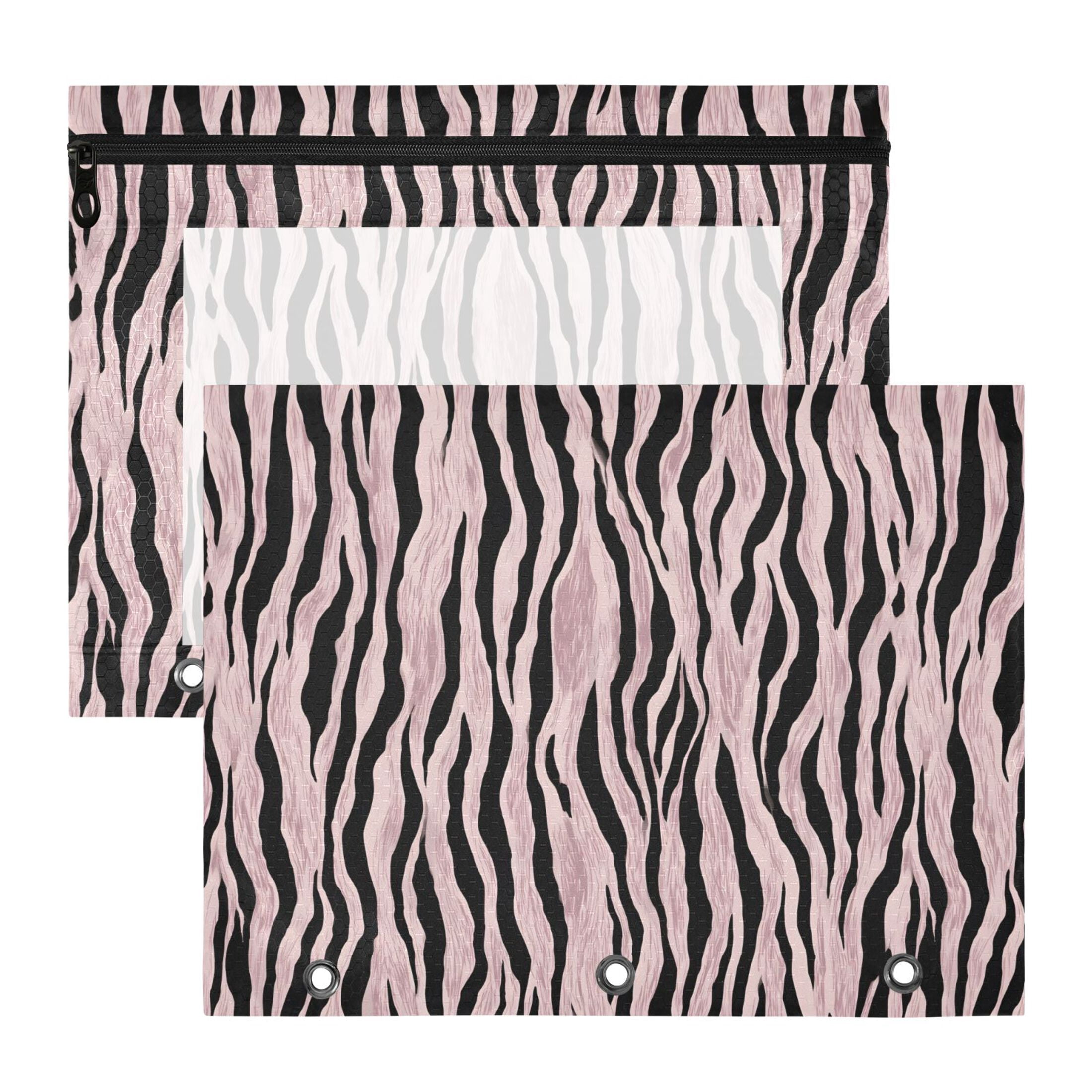 ALAZA Art Zebras Print-1 Pattern Pencil Pouch 3 Ring Binder with Clear ...