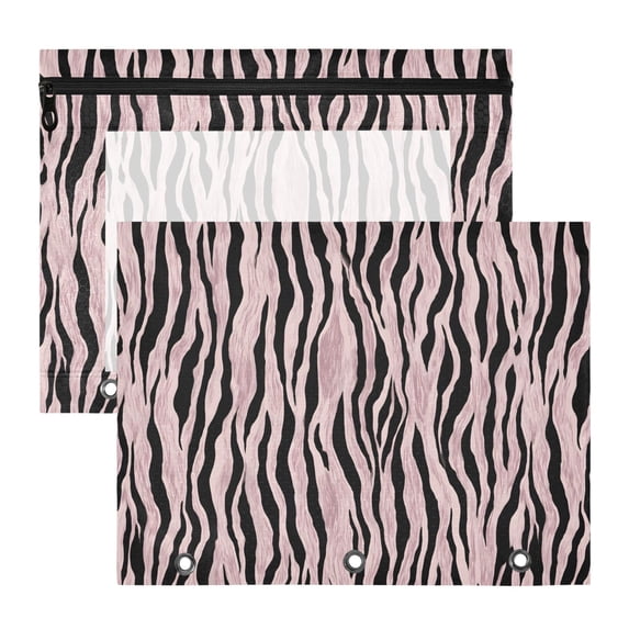 ALAZA Art Zebras Print-1 Pattern Pencil Pouch 3 Ring Binder with Clear ...