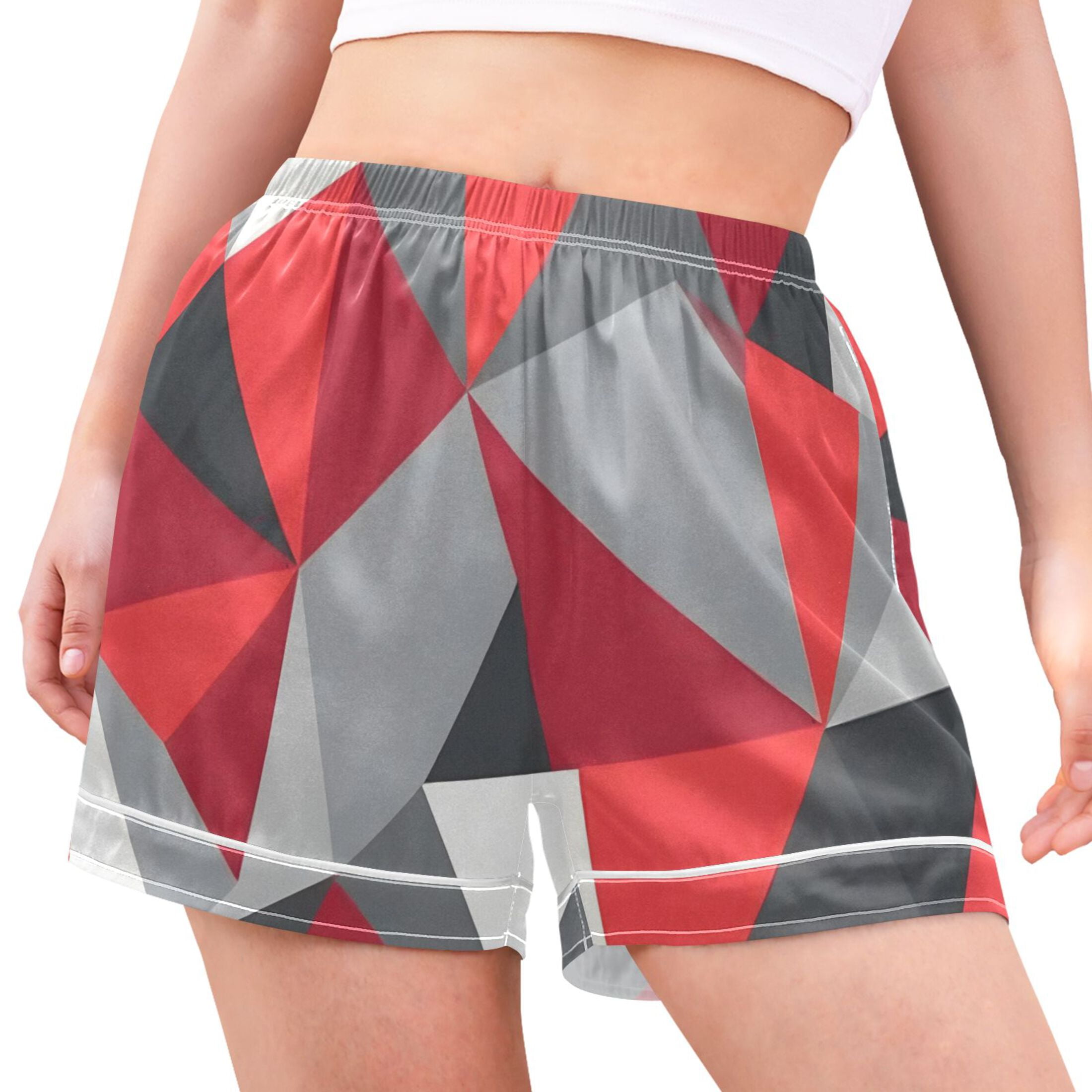 ALAZA Artistic Triangle Geometry Red Women's Pajama Lounge Shorts ...