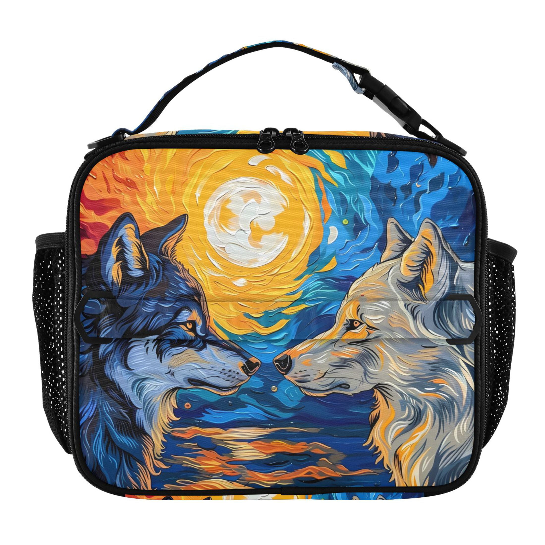 ALAZA Artistic Wolves with Starry Sky Lunch Box Insulated Lunch Bag ...