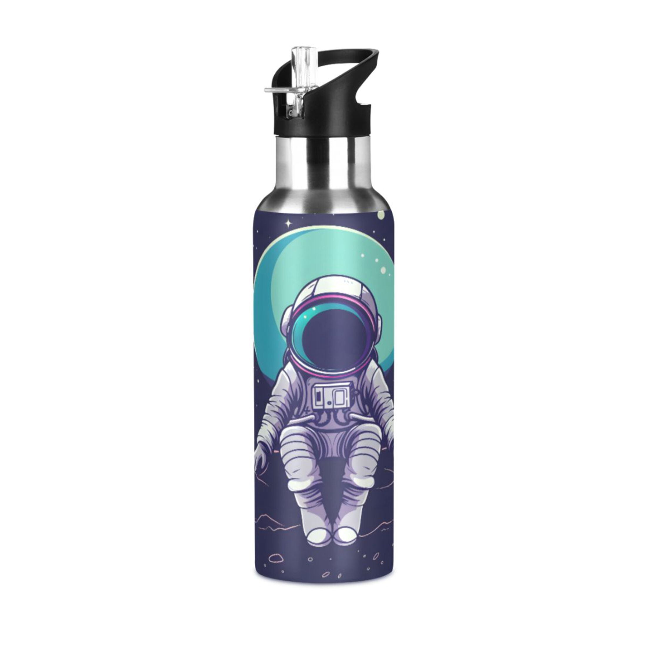 ALAZA Astronaut on Outer Space Water Bottle Insulated Flask Stainless ...