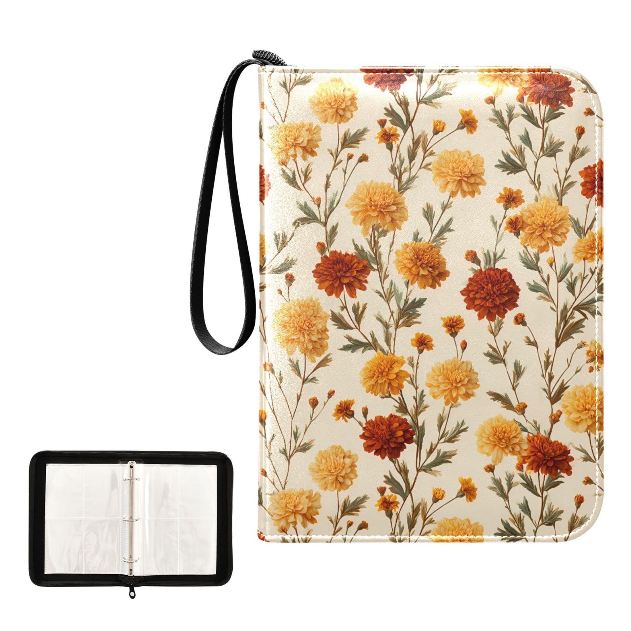 ALAZA Autumn Flower Trading Card Binder 4 Pocket Cards Collection Album ...