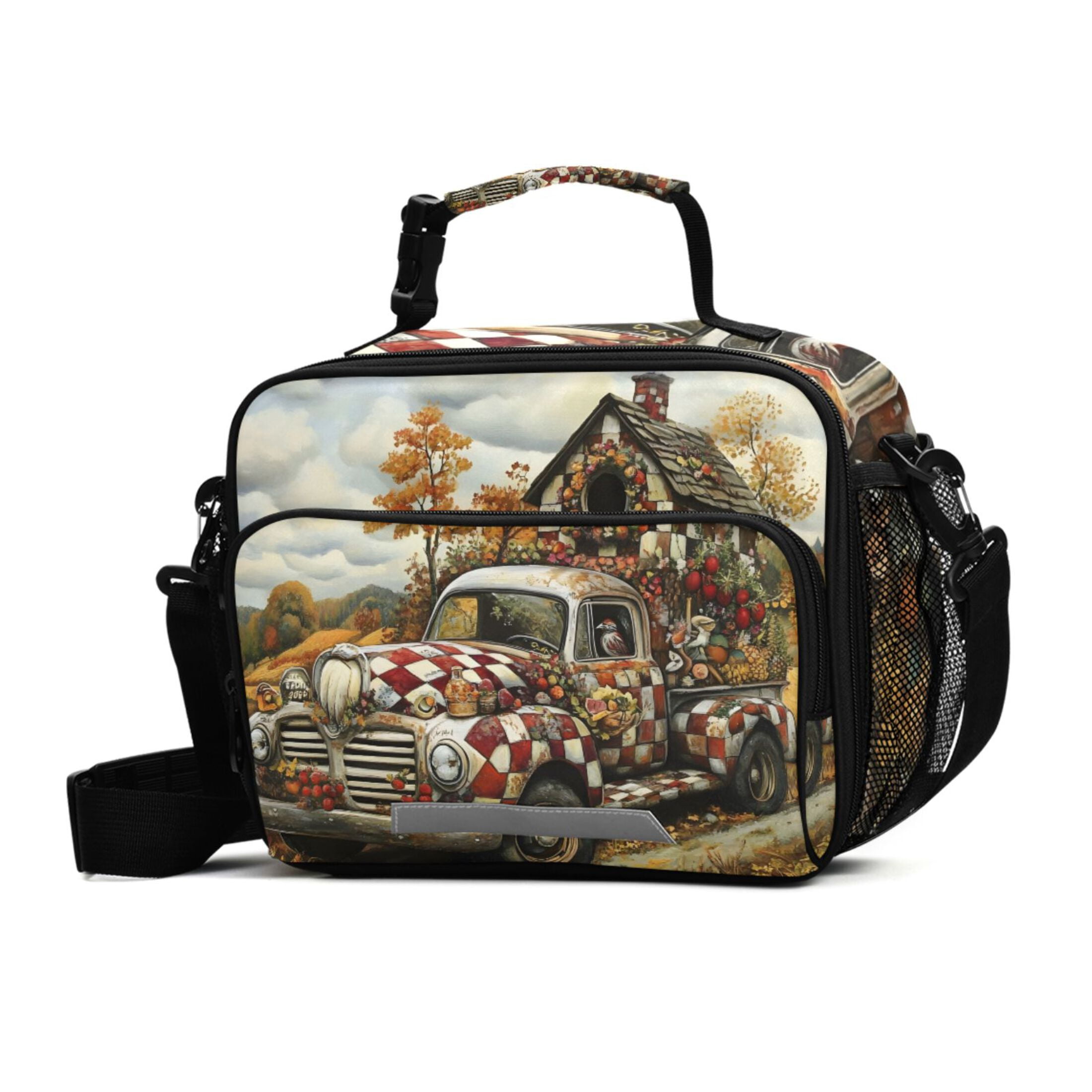 ALAZA Autumn House on Checkered Car Lunch Box Insulated Cooler Bag ...