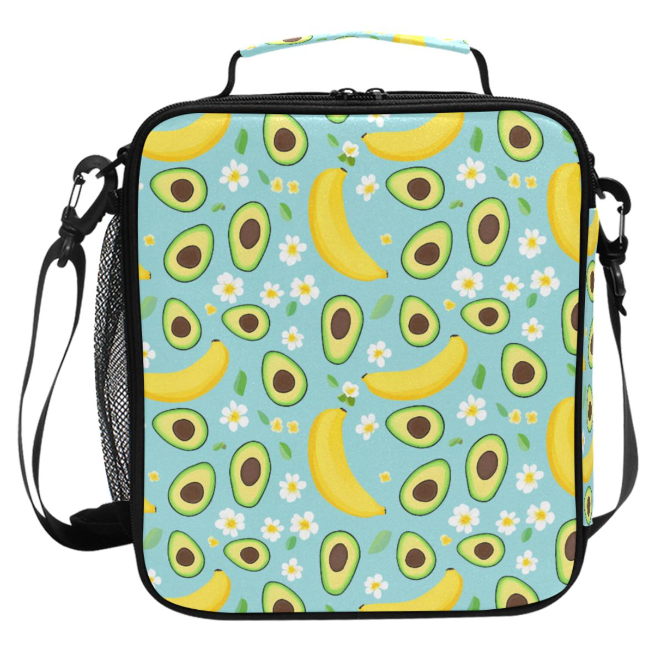 ALAZA Avocado Banana Floral Lunch Box Insulated Cooler Lunch Bag with ...