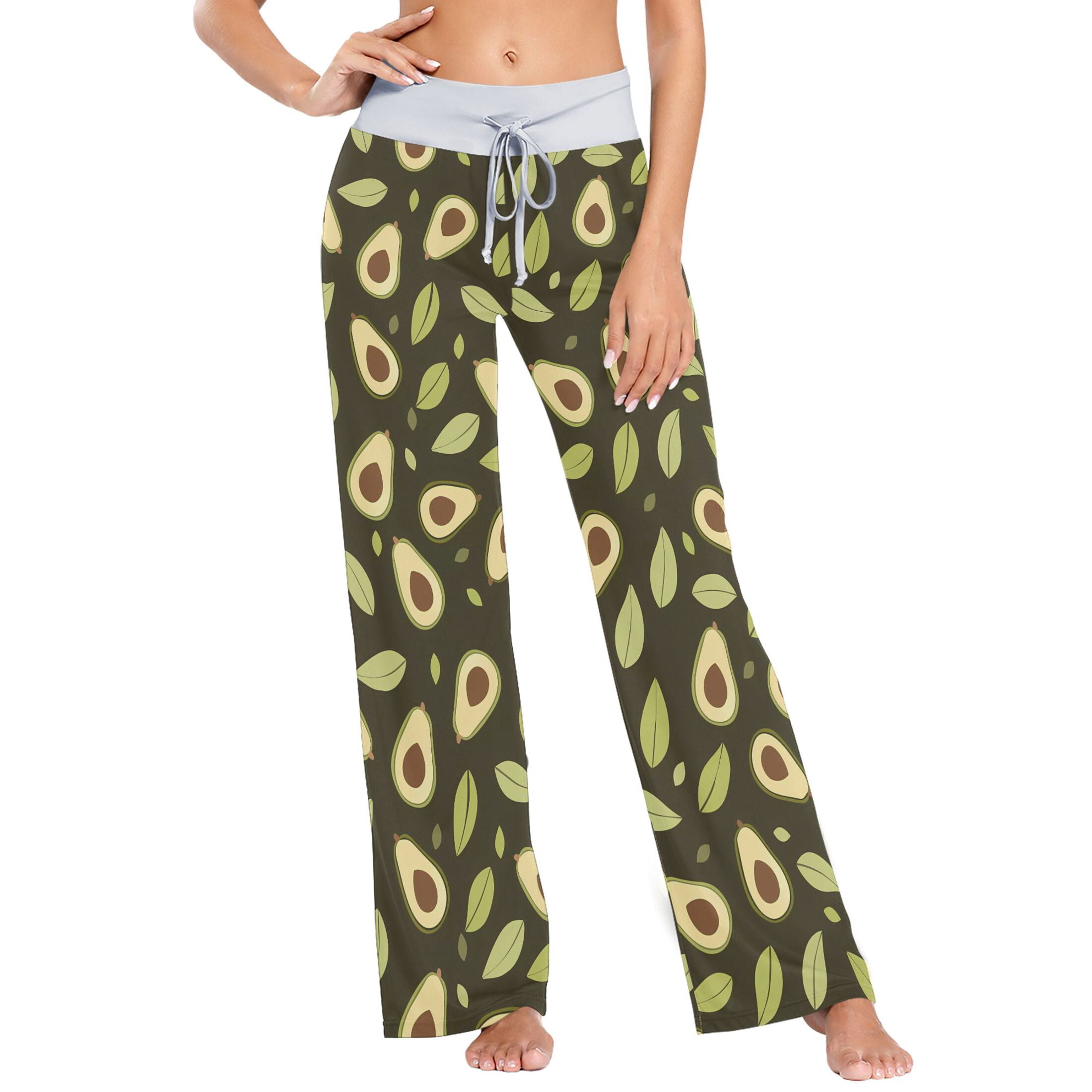 ALAZA Avocado Fruit Leaf Women's Comfy Pajama Pants Sleepwear Wide Leg ...