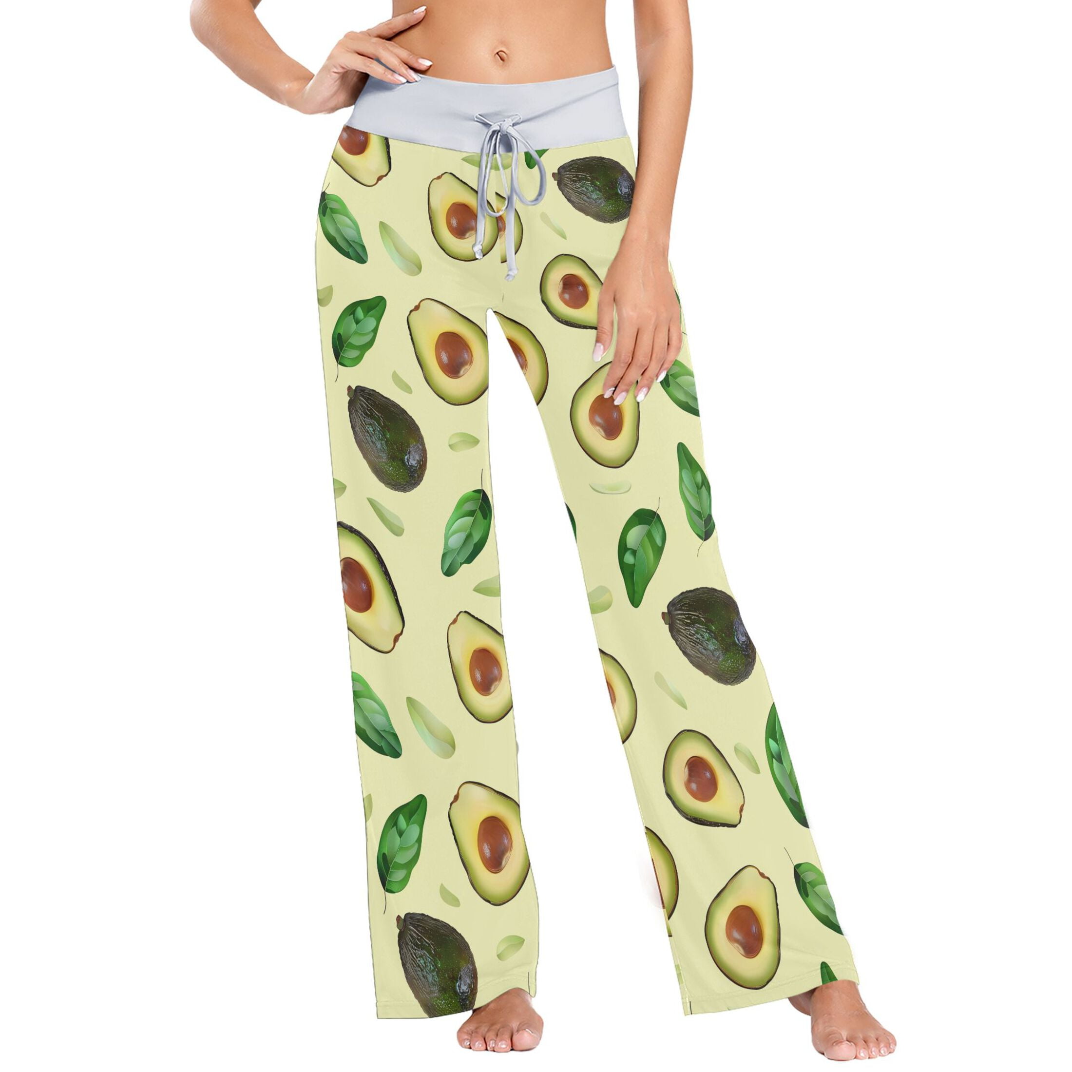 ALAZA Avocado Fruit Print Women's Comfy Pajama Pants Sleepwear Wide Leg ...