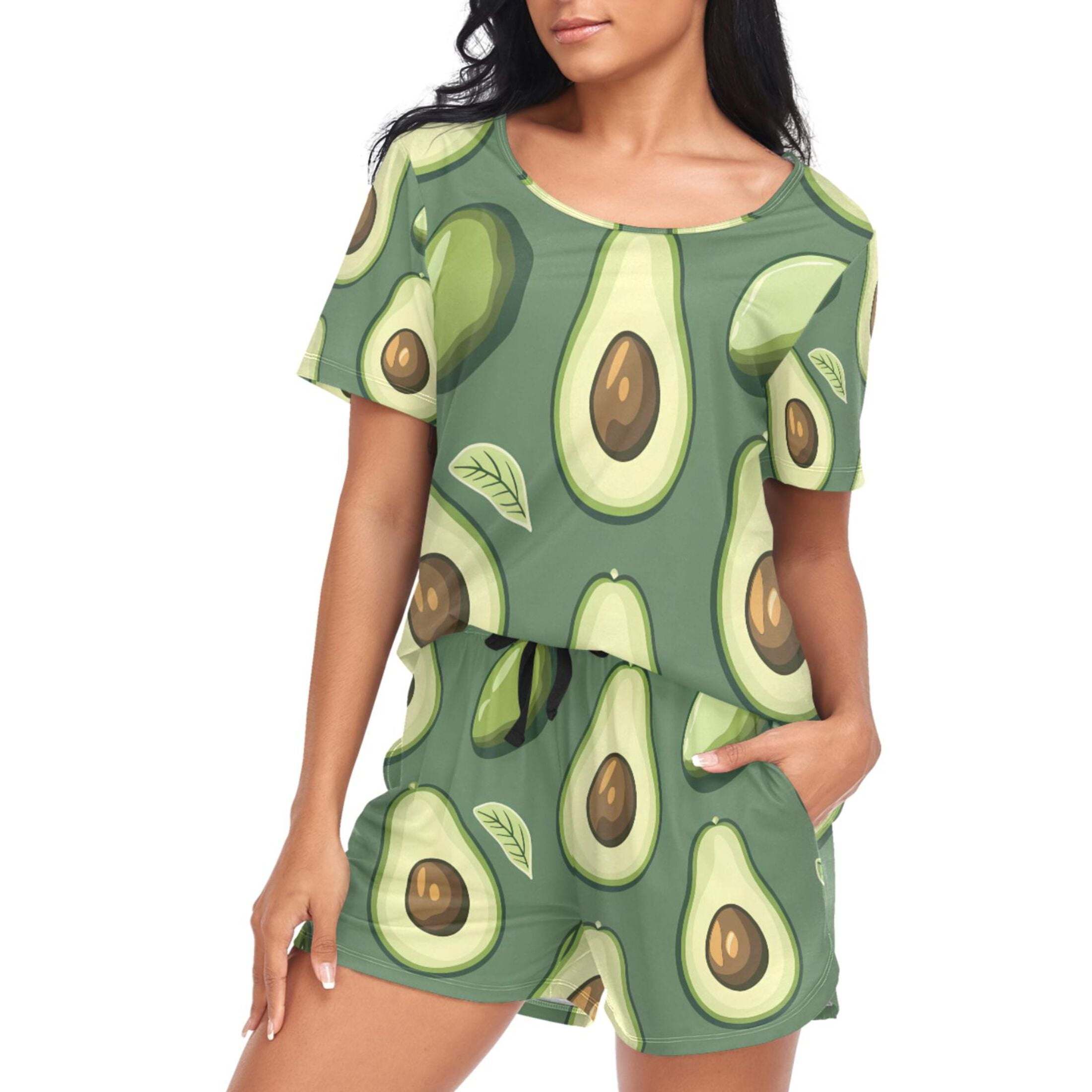 ALAZA Avocado Fruit Women's Pajama Set Short Sleepwear Loungewear with ...