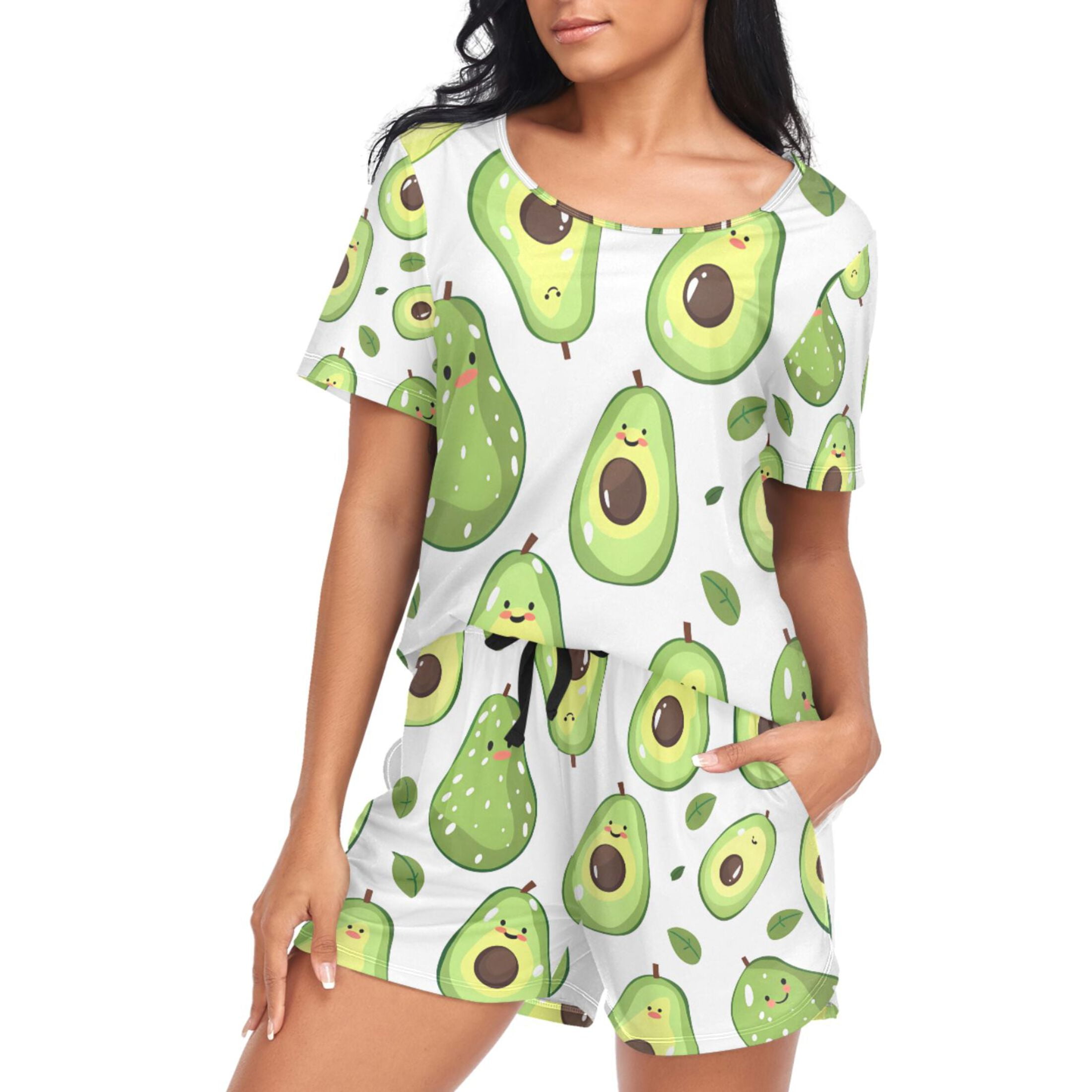 ALAZA Avocado Women's Pajama Set Short Sleepwear Loungewear with ...