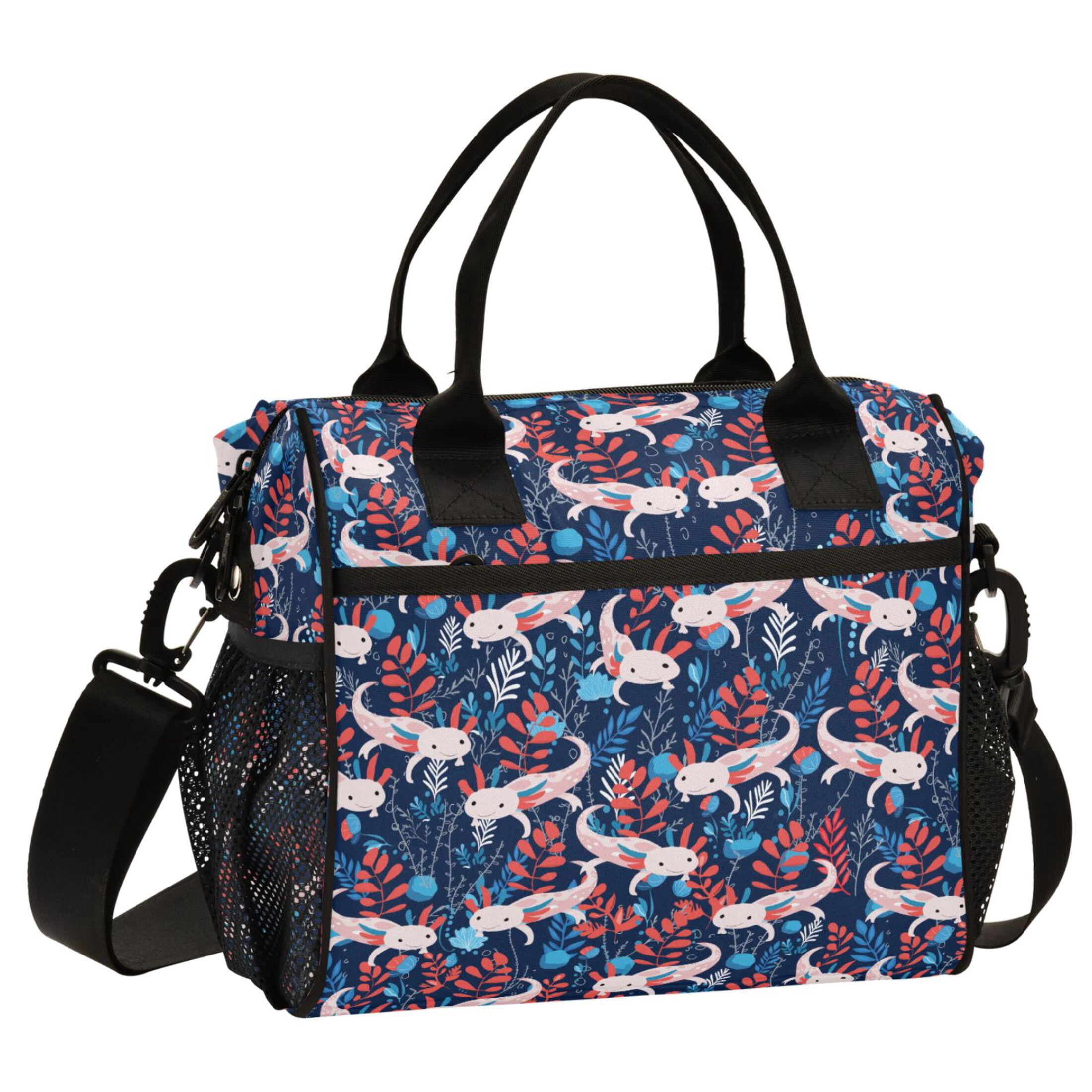 ALAZA Axolotl Cartoon Print Cooler Lunch Bag Insulated Reusable Lunch ...