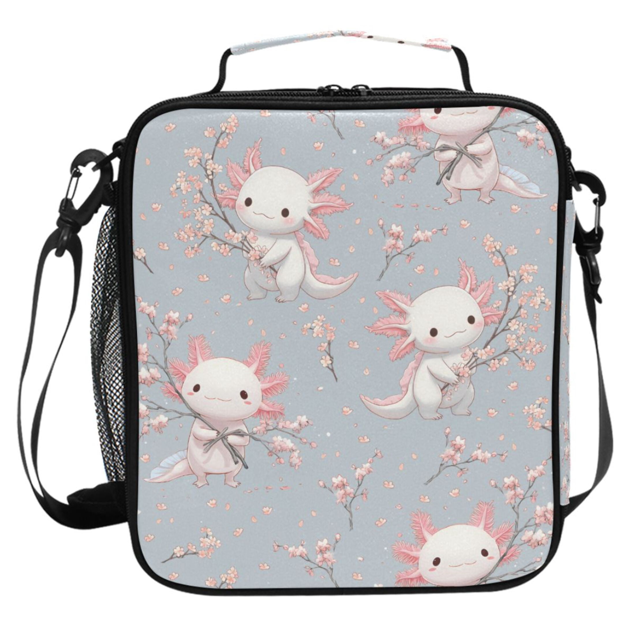 ALAZA Axolotl Cherry Blossom Lunch Box Insulated Cooler Lunch Bag with ...
