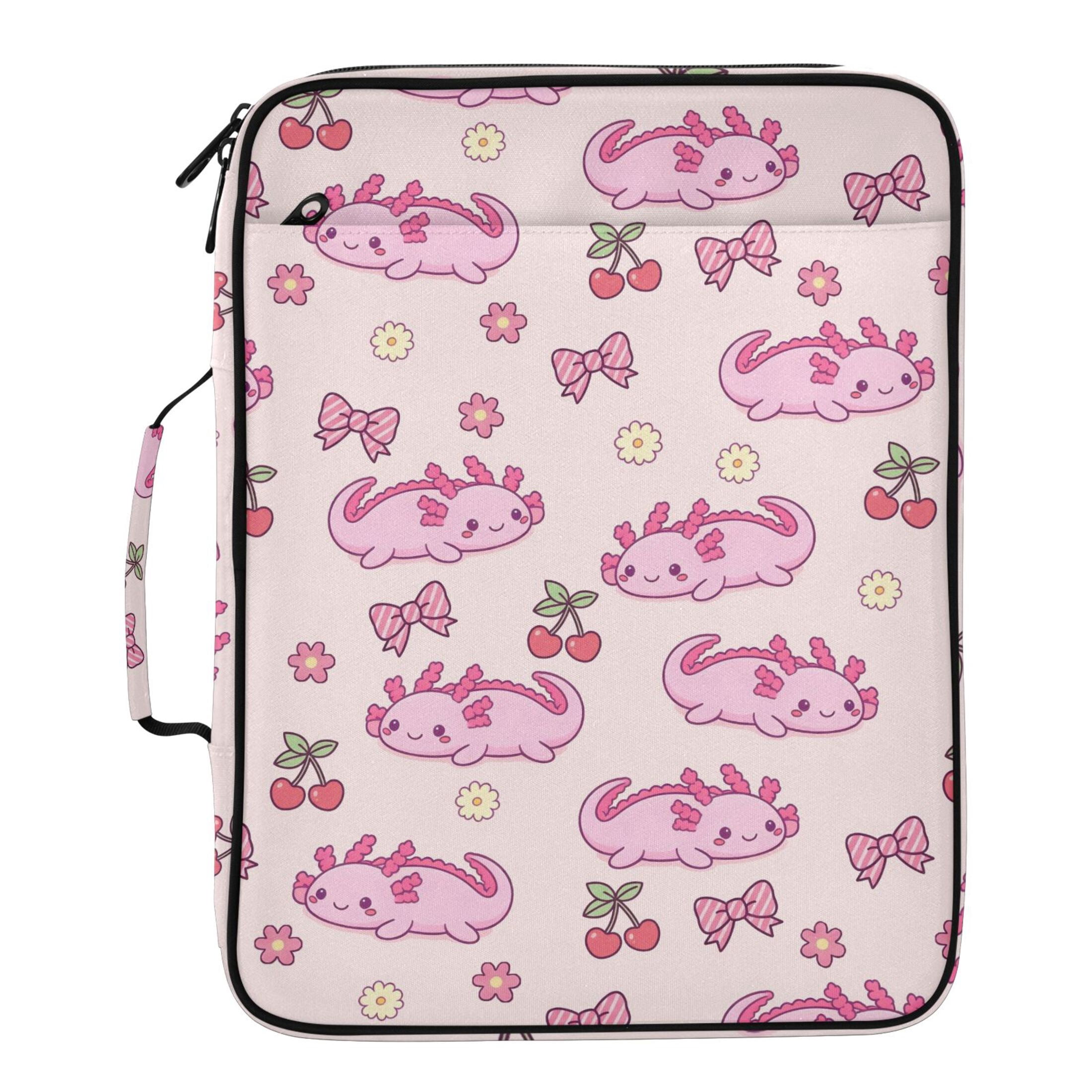 ALAZA Axolotl Cute Bows Pattern Expanding Accordion File Folder 3 Ring ...