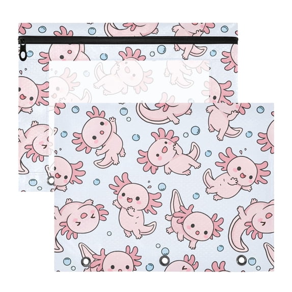 ALAZA Axolotl Dancing Pattern Pencil Pouch 3 Ring Binder with Clear ...