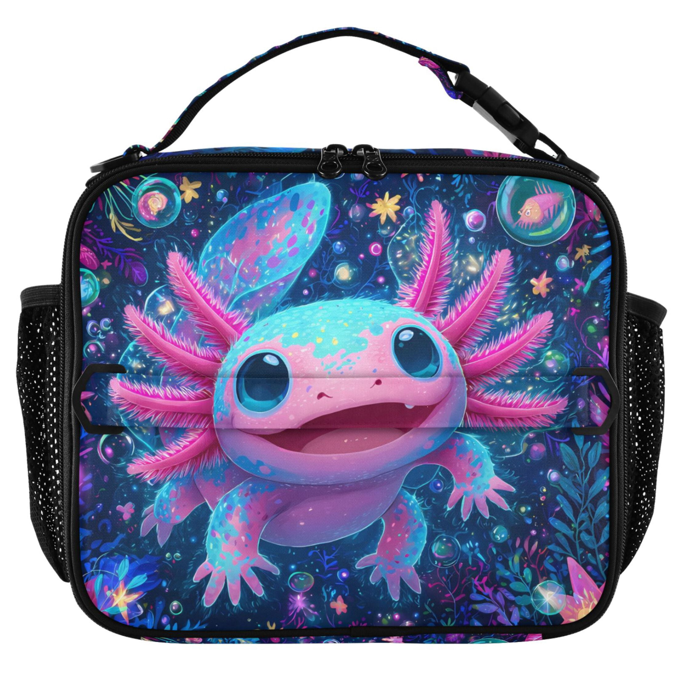 ALAZA Axolotl in Magic Flowers Insulated Lunch Box Lunch Bag Cooler ...