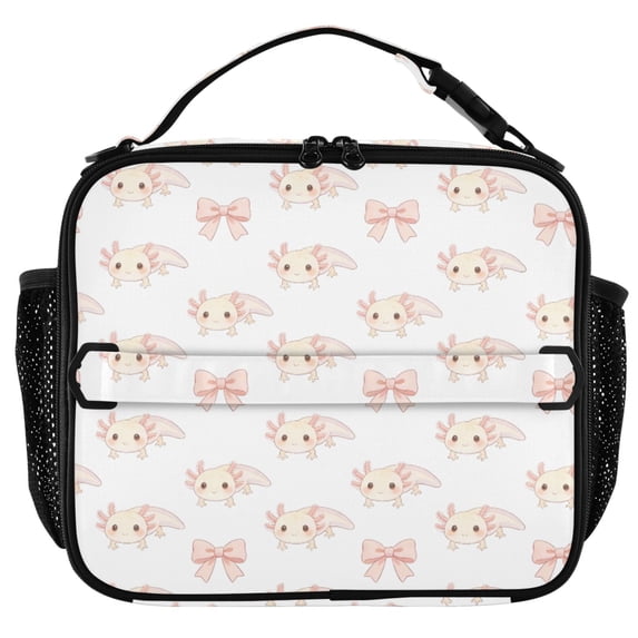 ALAZA Axolotls Cute Bows Insulated Lunch Box Lunch Bag Cooler Tote with ...