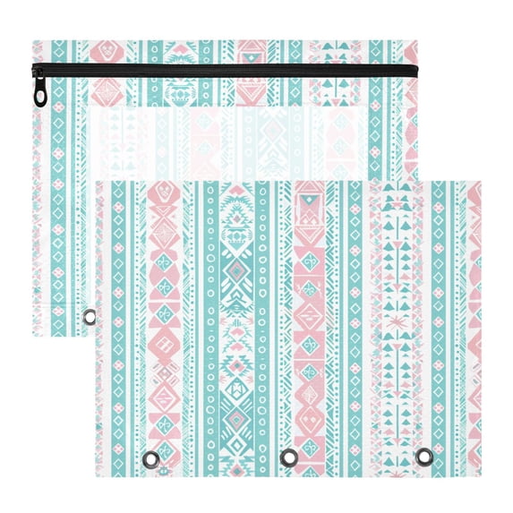 ALAZA Aztec Geometric Abstract Pattern Pencil Pouch 3 Ring Binder with ...