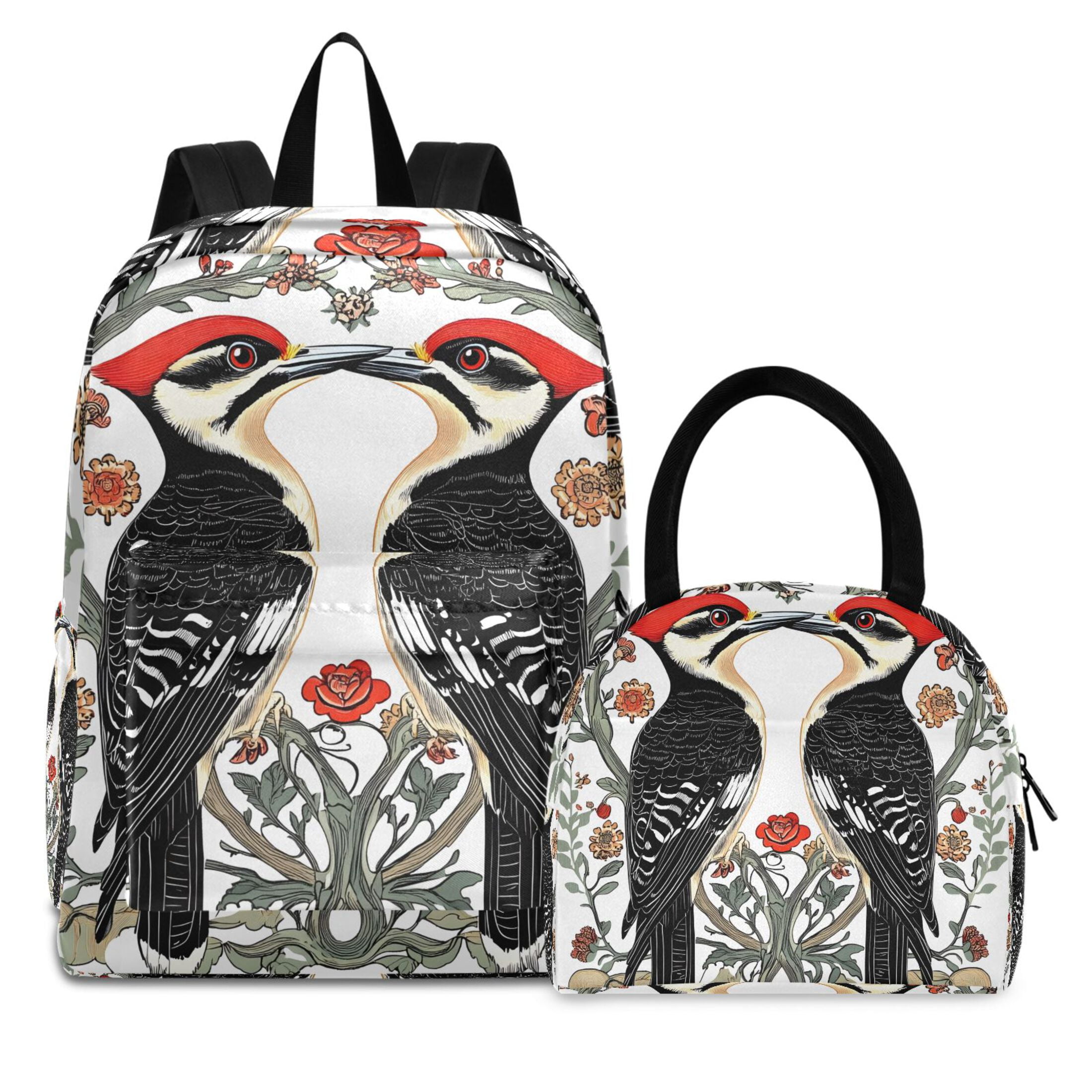 ALAZA Backpack Set Beautiful Flower Bird Elementary School Bags Student ...