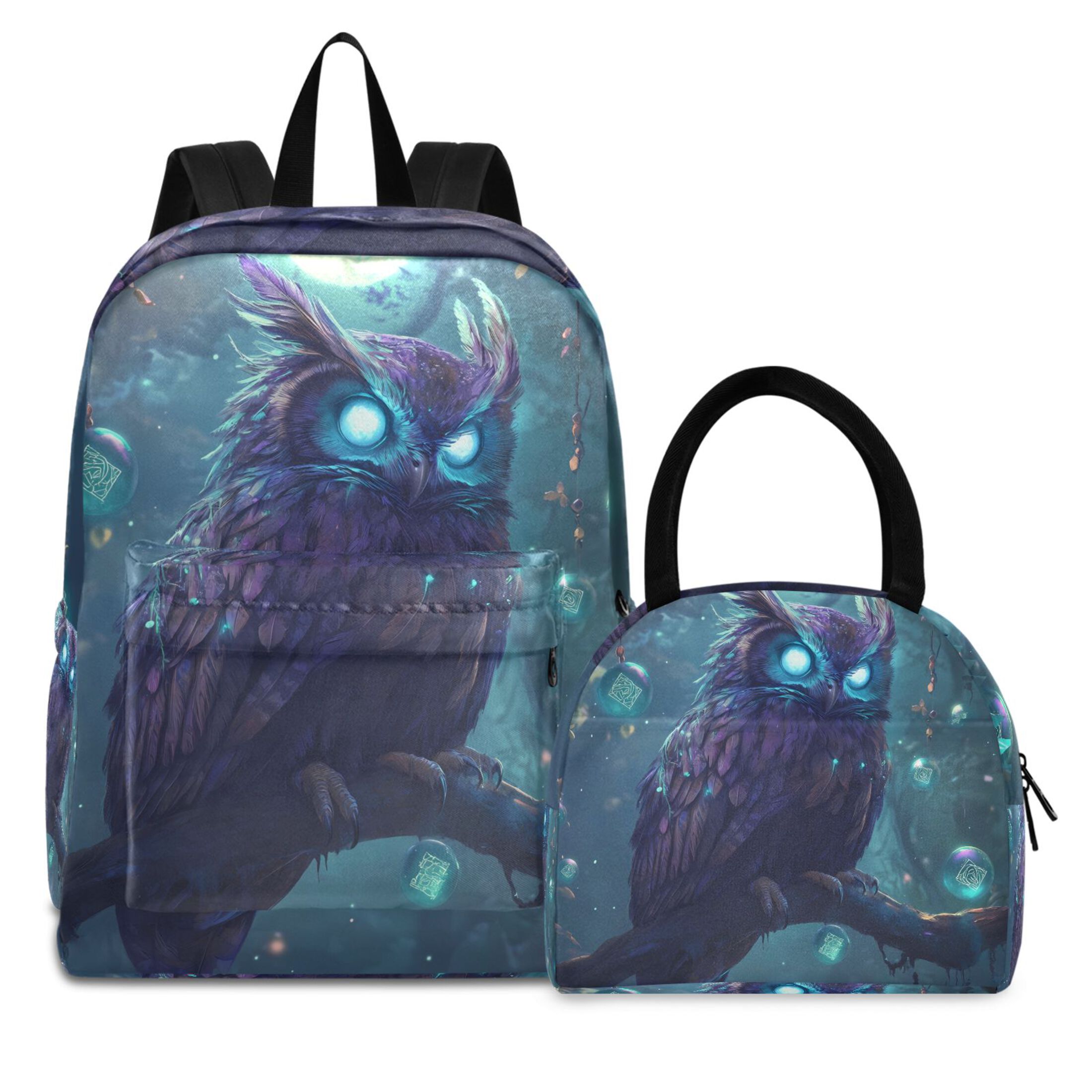 ALAZA Backpack Set Blue Eyes Owl Elementary School Bags Student BookBag ...