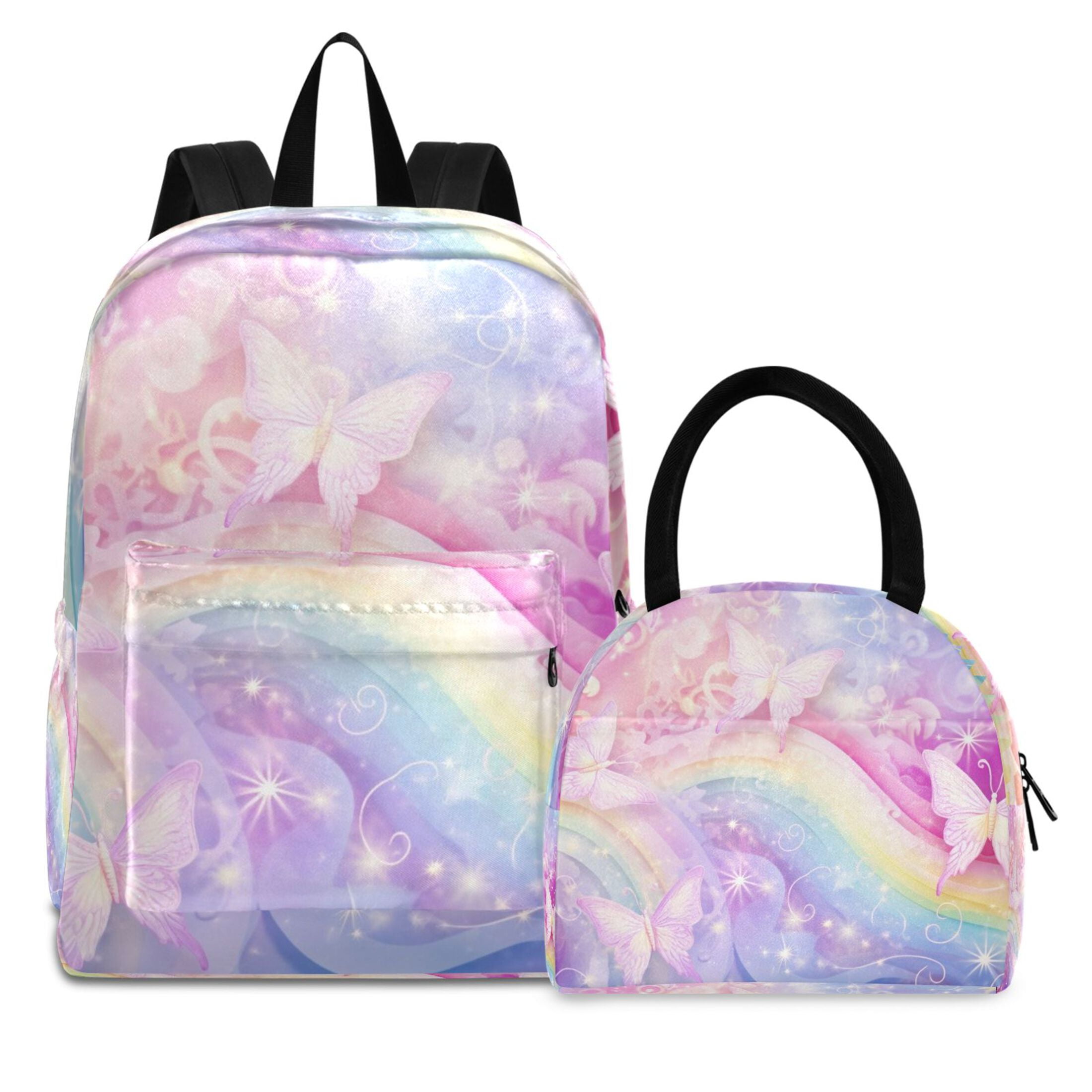 ALAZA Backpack Set Butterfly and Rainbow Elementary School Bags Student ...