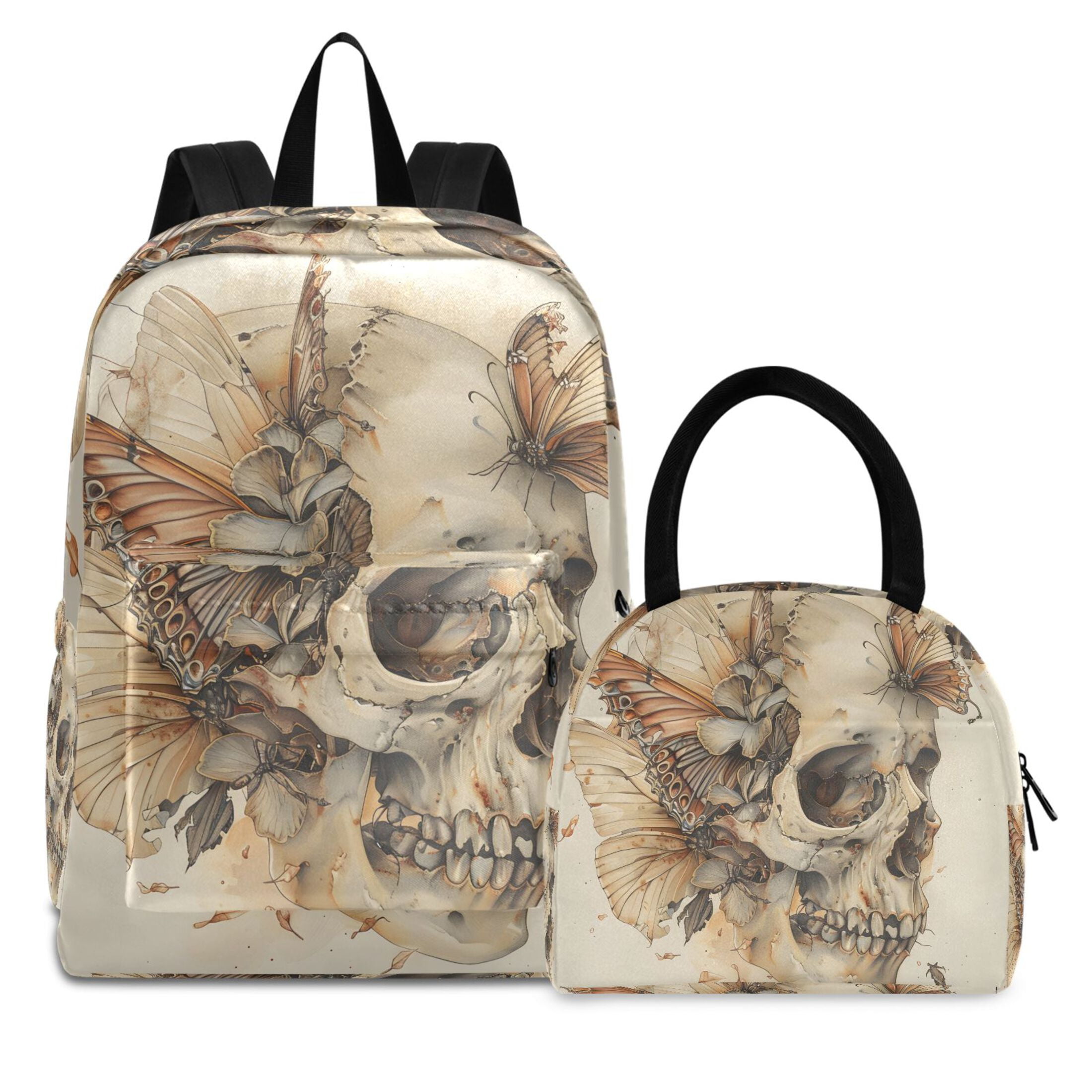 ALAZA Backpack Set Butterfly on Skull Elementary School Bags Student ...