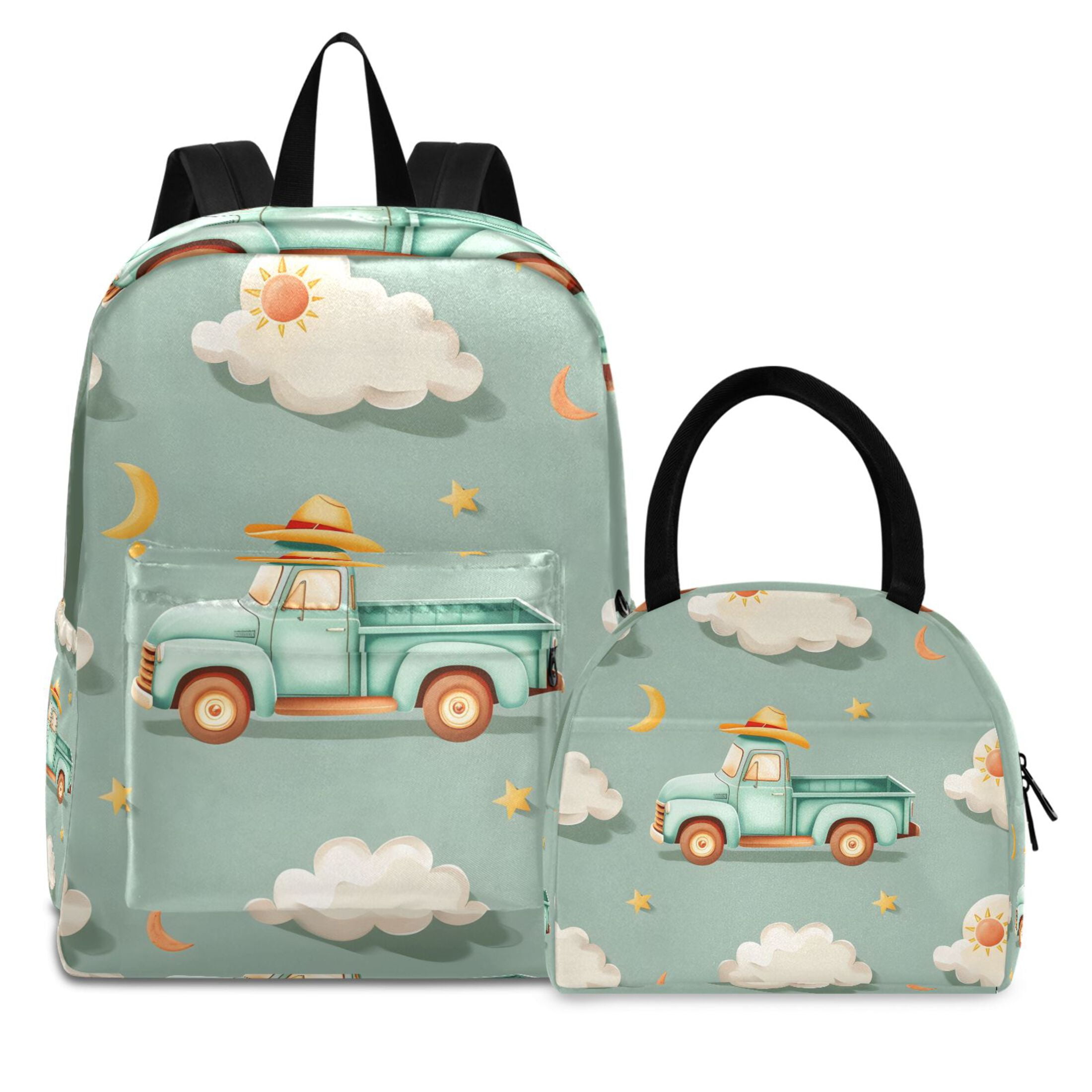 ALAZA Backpack Set Car Cloud and Moon Elementary School Bags Student ...
