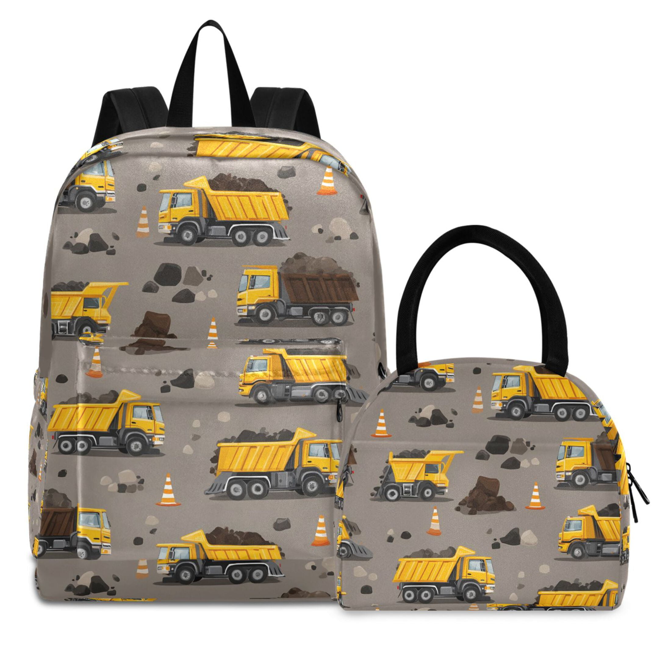 ALAZA Backpack Set Cartoon Bulldozer Engineering Vehicles Elementary ...