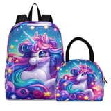 ALAZA Backpack Set Cartoon Unicorn Rainbow Stars Elementary School Bags ...
